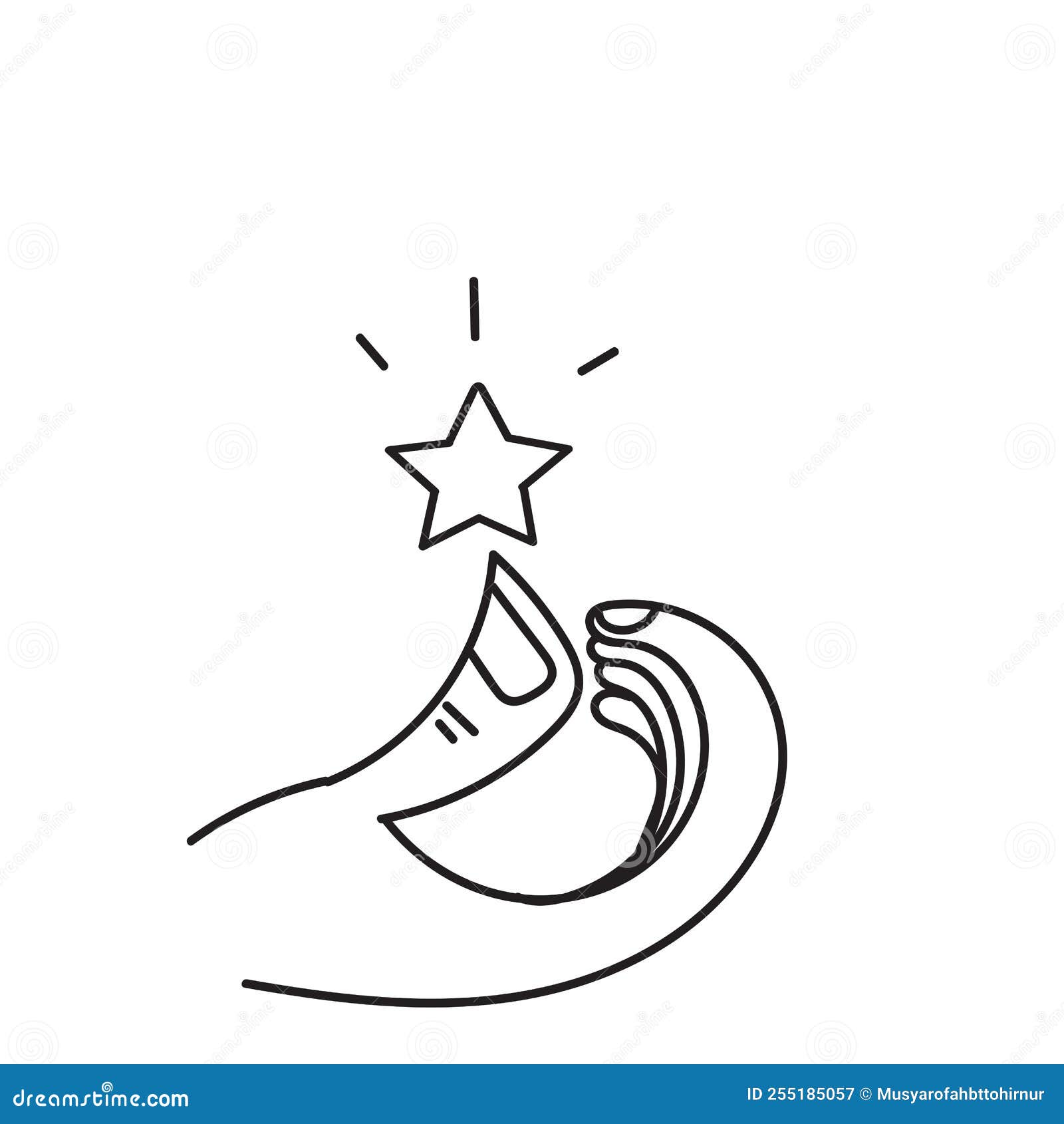Hand Drawn Doodle Hand and Star Shape Illustration Vector Isolated ...