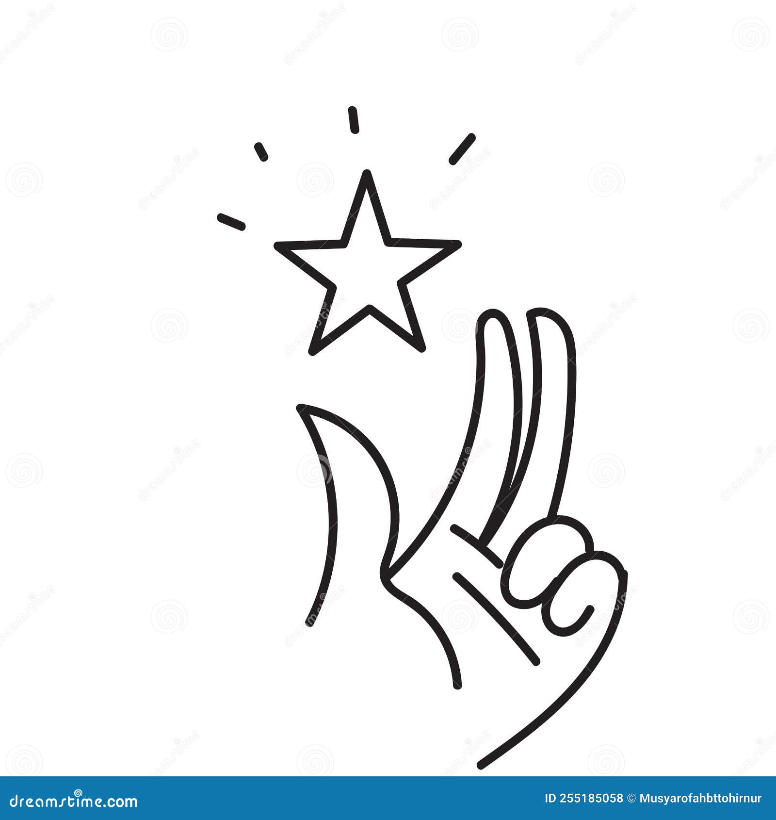Hand Drawn Doodle Hand and Star Shape Illustration Vector Isolated ...