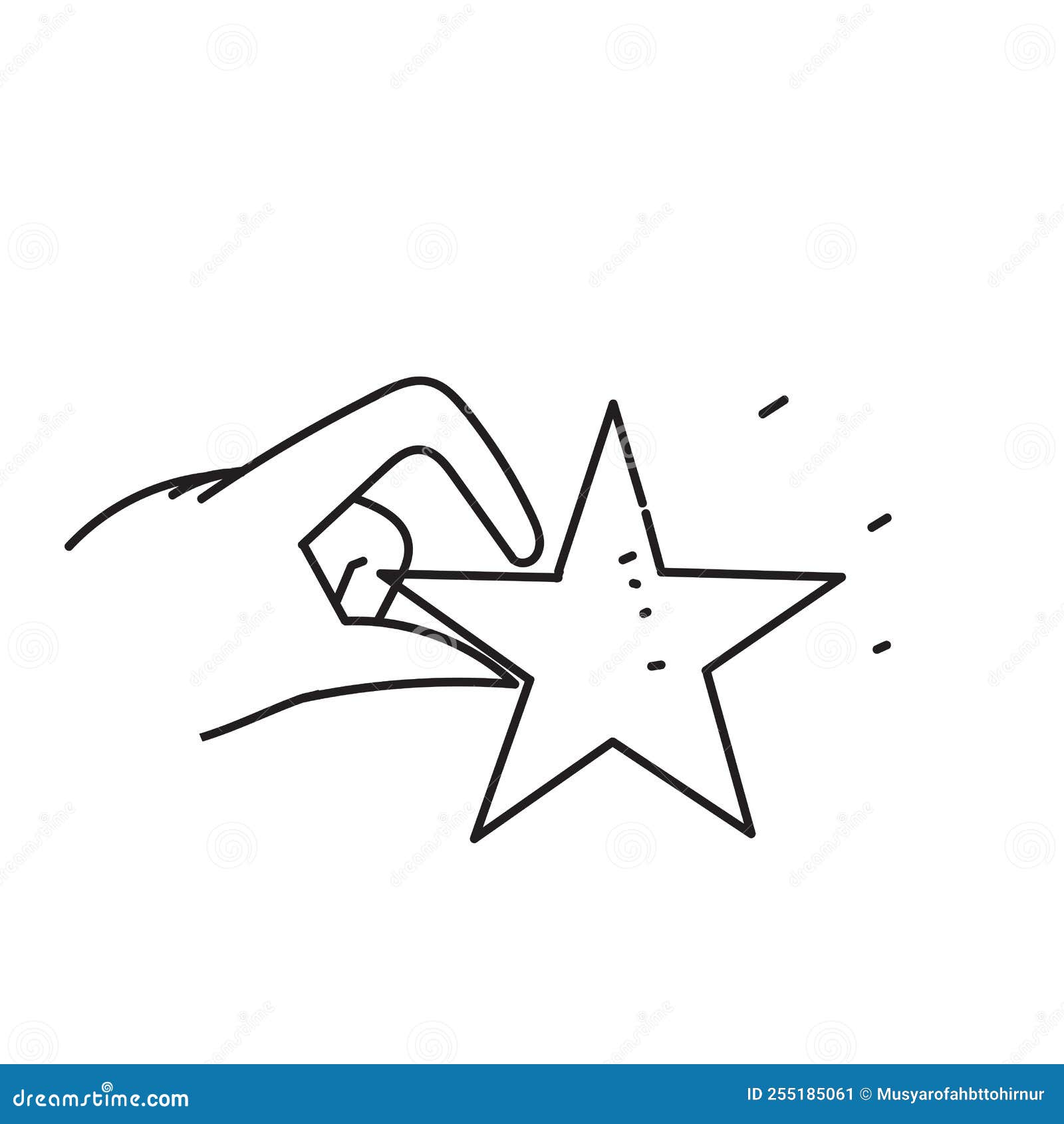 Hand Drawn Doodle Hand and Star Shape Illustration Vector Isolated ...