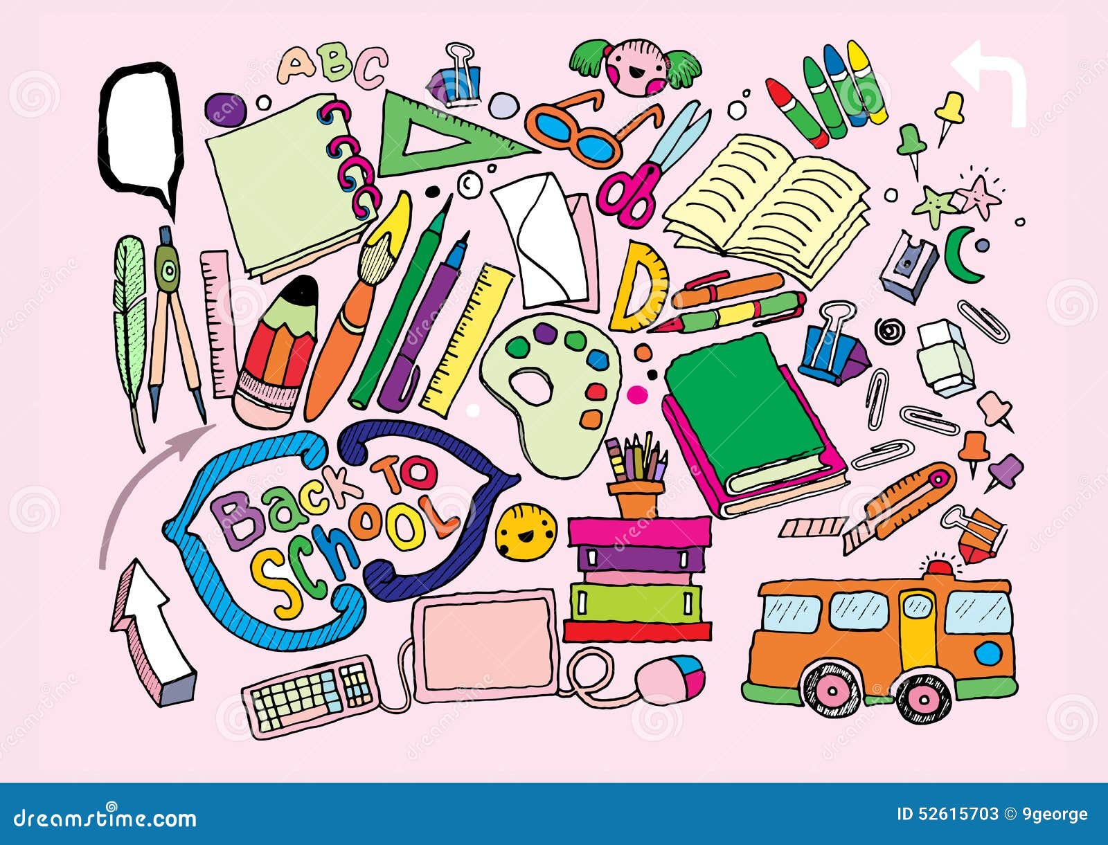 Hand Drawn Doodle Stationery Set, Illustrator Line Tools Drawing Stock ...