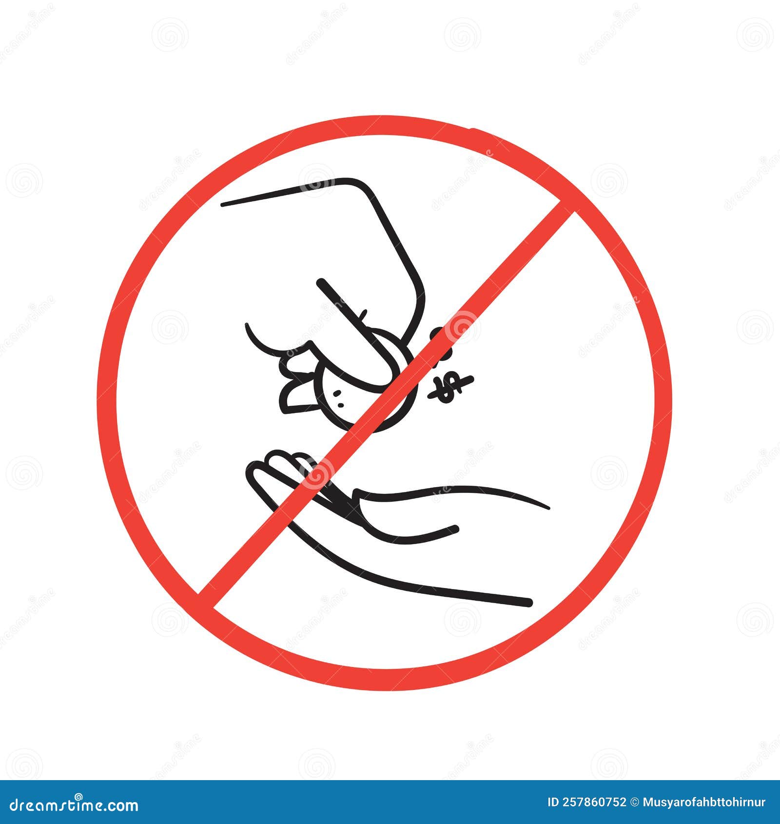 Hand Drawn Doodle Stop Giving Money Sign Illustration Vector Stock ...