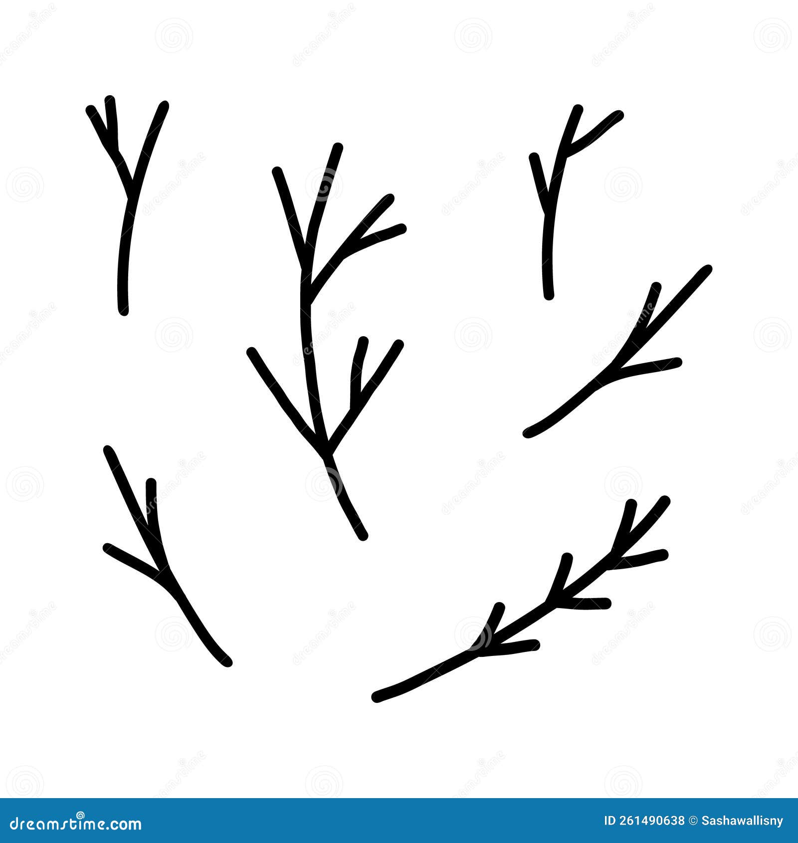 Hand Drawn Doodle Style Vector Illustration Set of Branches and Twigs ...