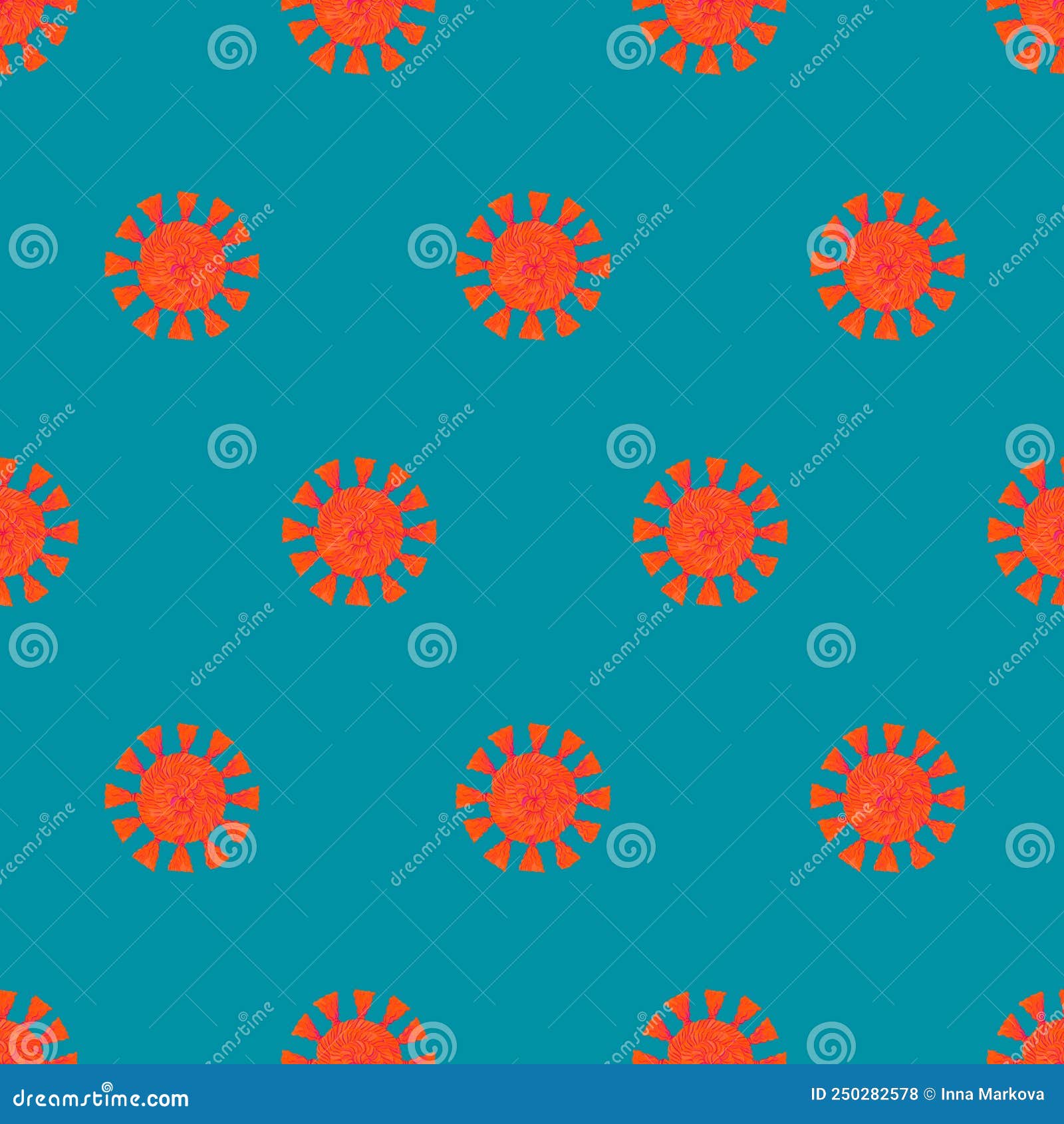 Abstract Red Sun Seamless Pattern. Stock Illustration - Illustration of ...