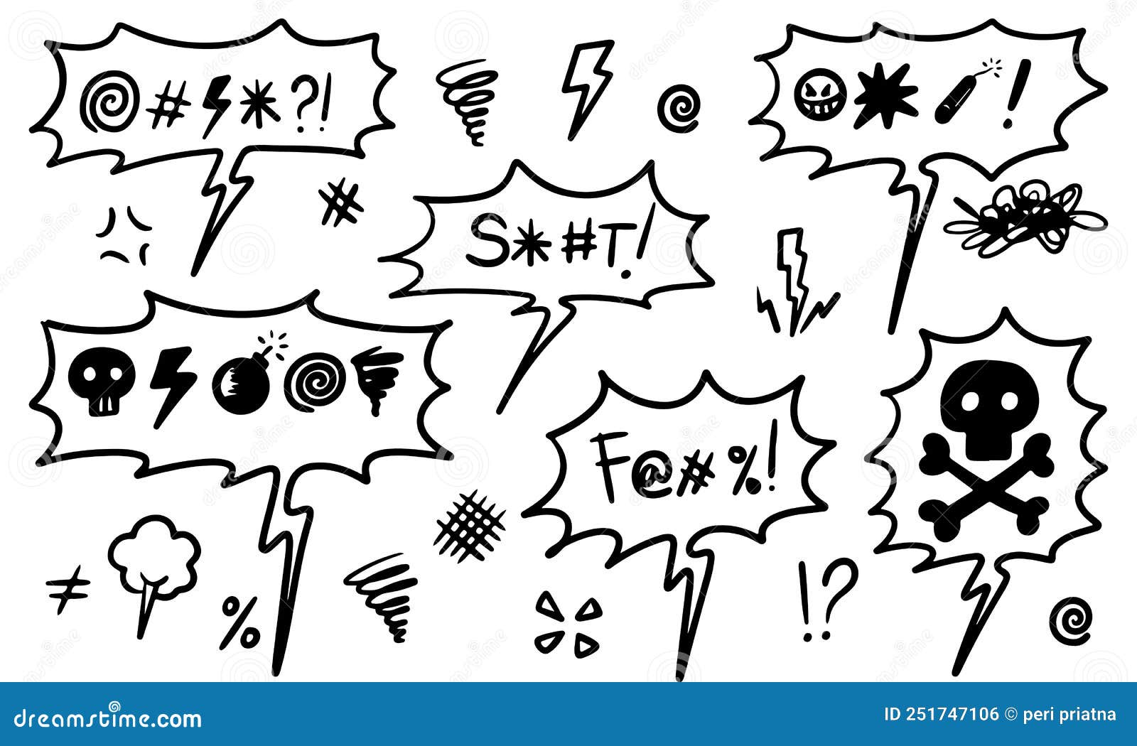 Swearing Emoji. Yellow Funny Face. Round Character With Big Eyes. Angry ...