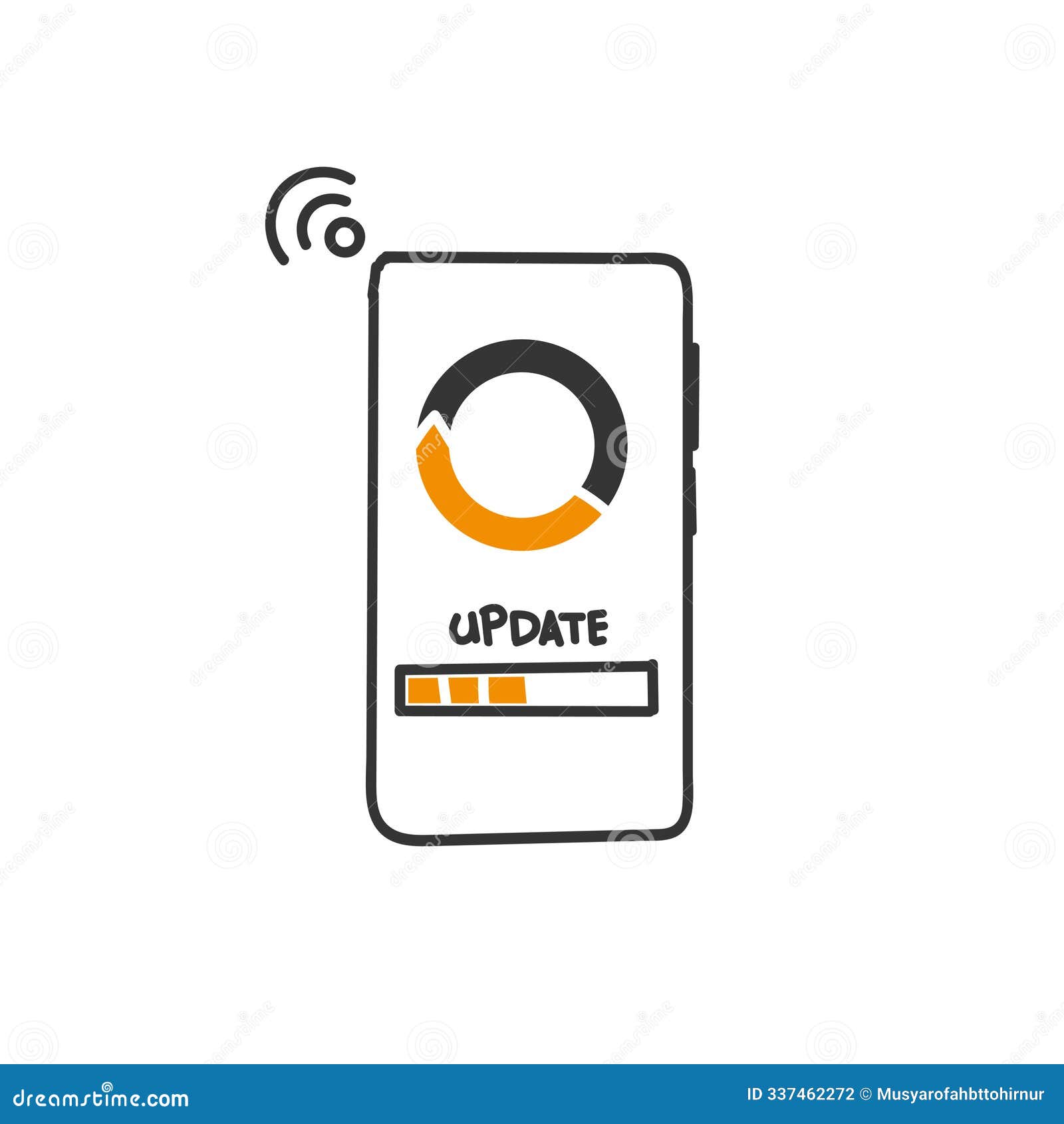 Hand Drawn Doodle System Update Loading on Electronic Device ...