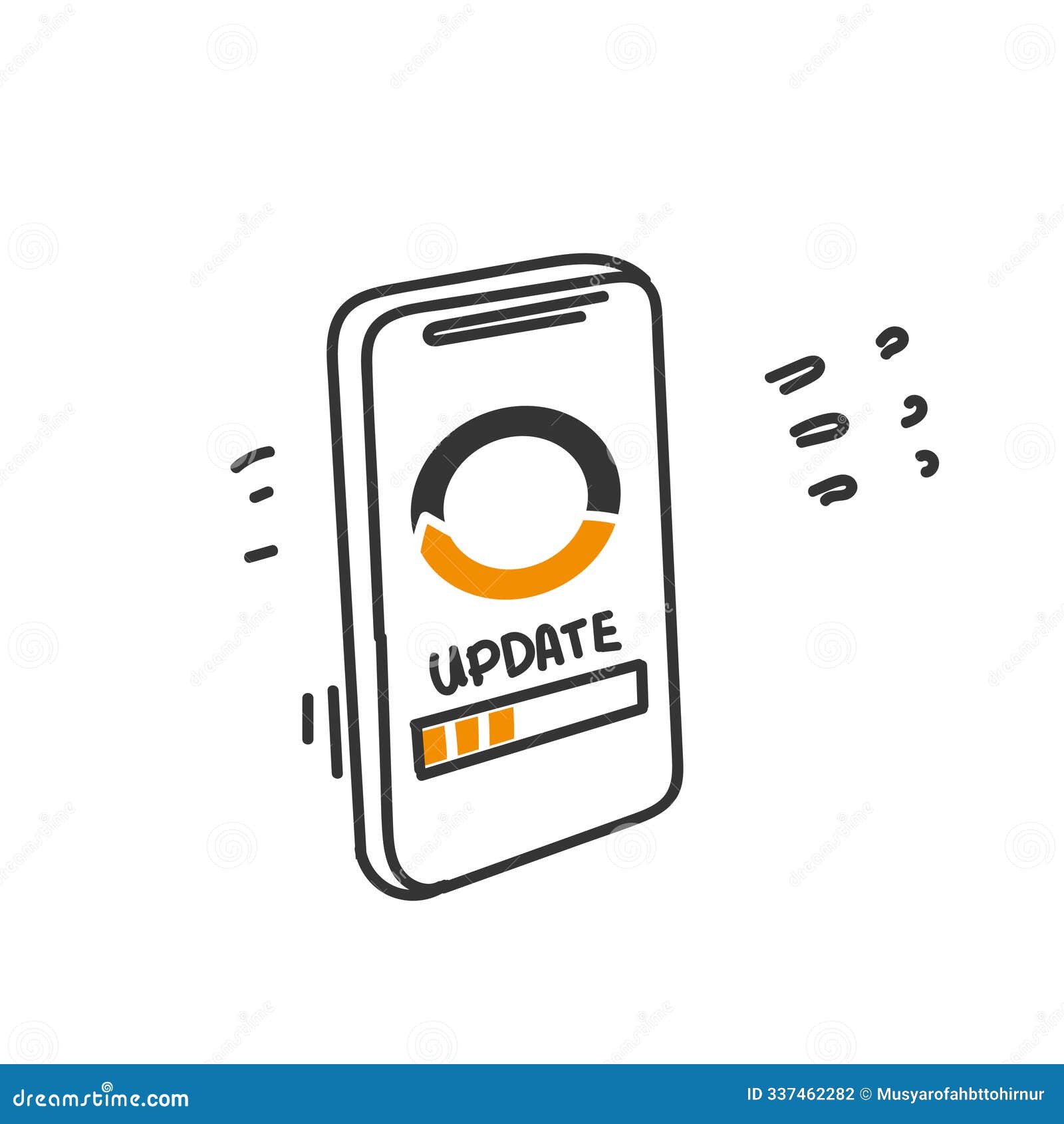 Hand Drawn Doodle System Update Loading on Electronic Device ...