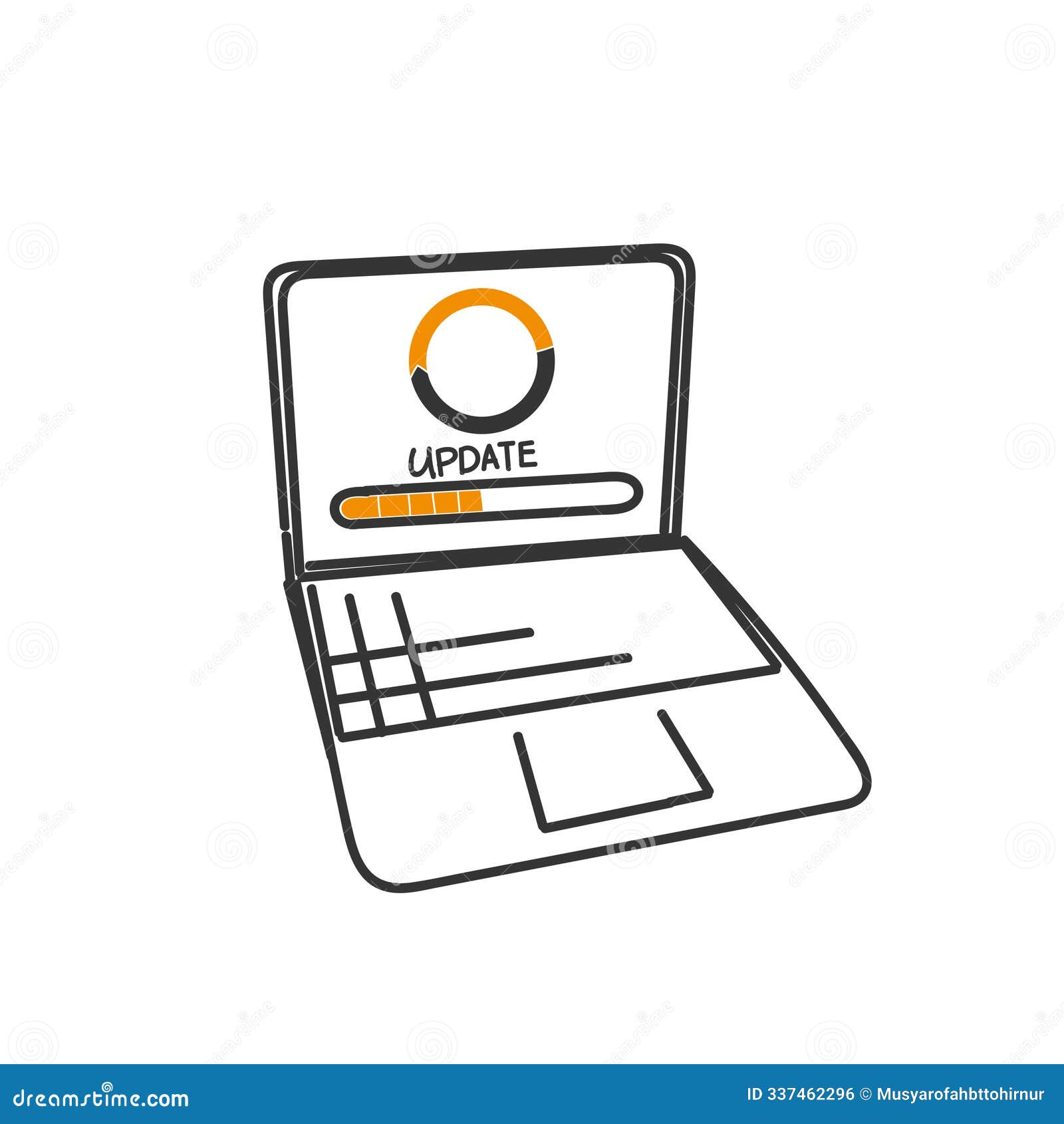 Hand Drawn Doodle System Update Loading on Electronic Device Illustration Stock Illustration ...