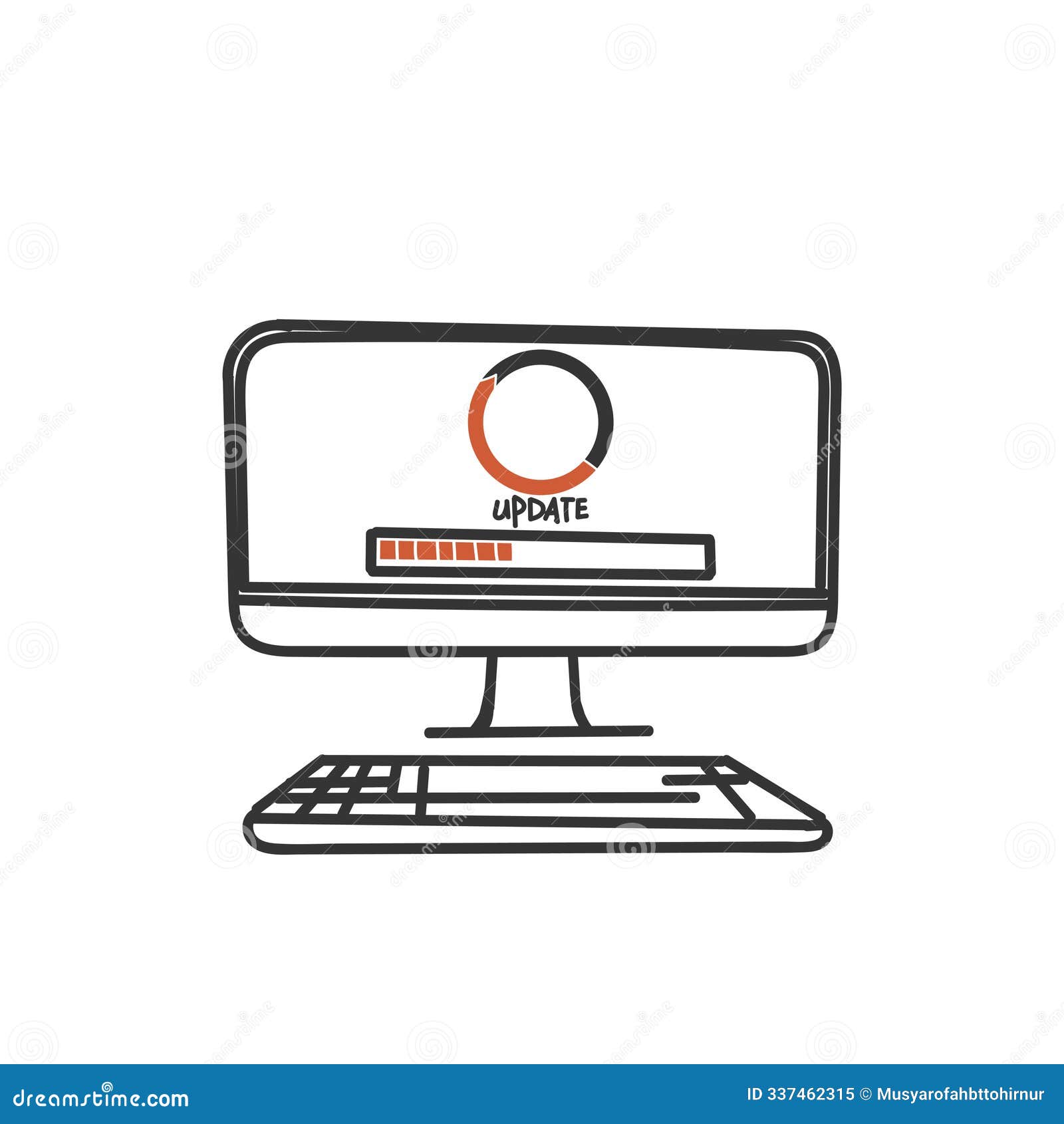 Hand Drawn Doodle System Update Loading on Electronic Device Illustration Stock Illustration ...