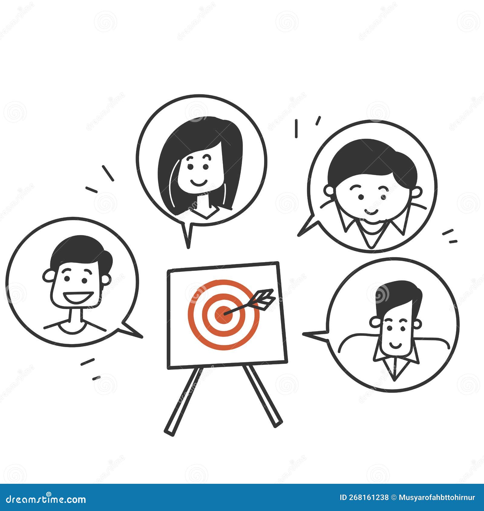 Hand Drawn Doodle Target Customer Concept Arrow Illustration Vector ...