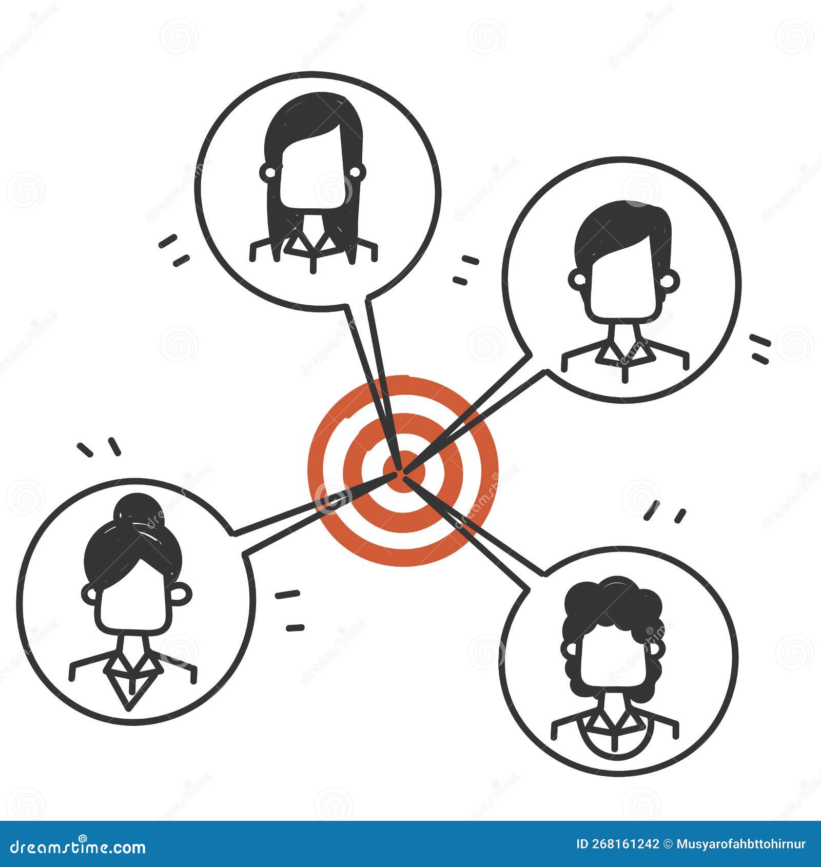 Hand Drawn Doodle Target Customer Concept Arrow Illustration Vector ...