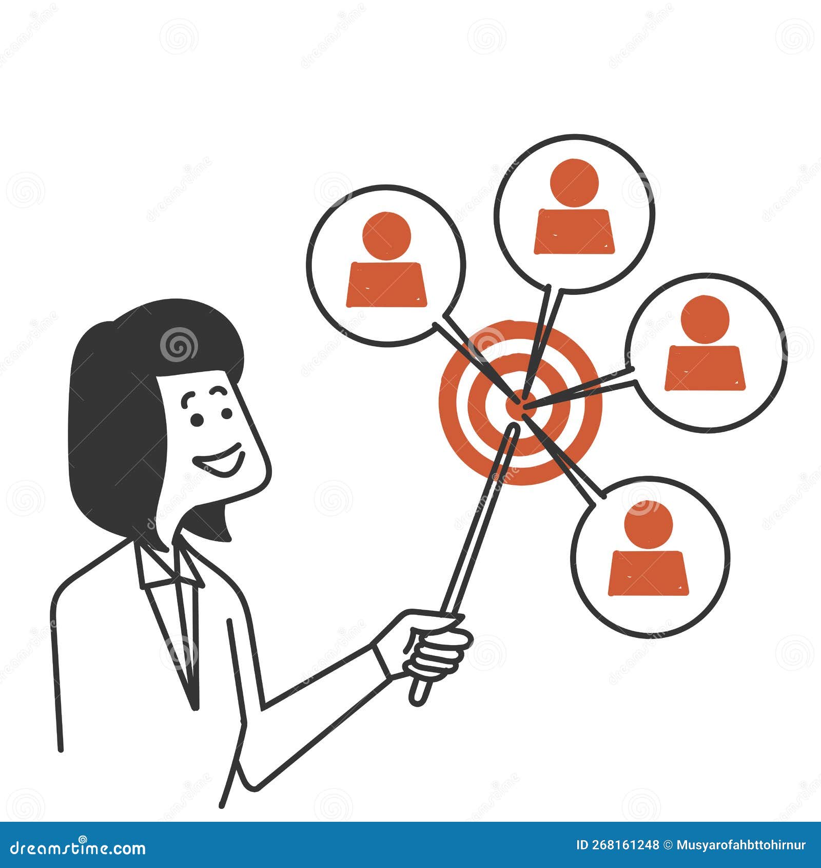 Hand Drawn Doodle Target Customer Concept Arrow Illustration Vector ...