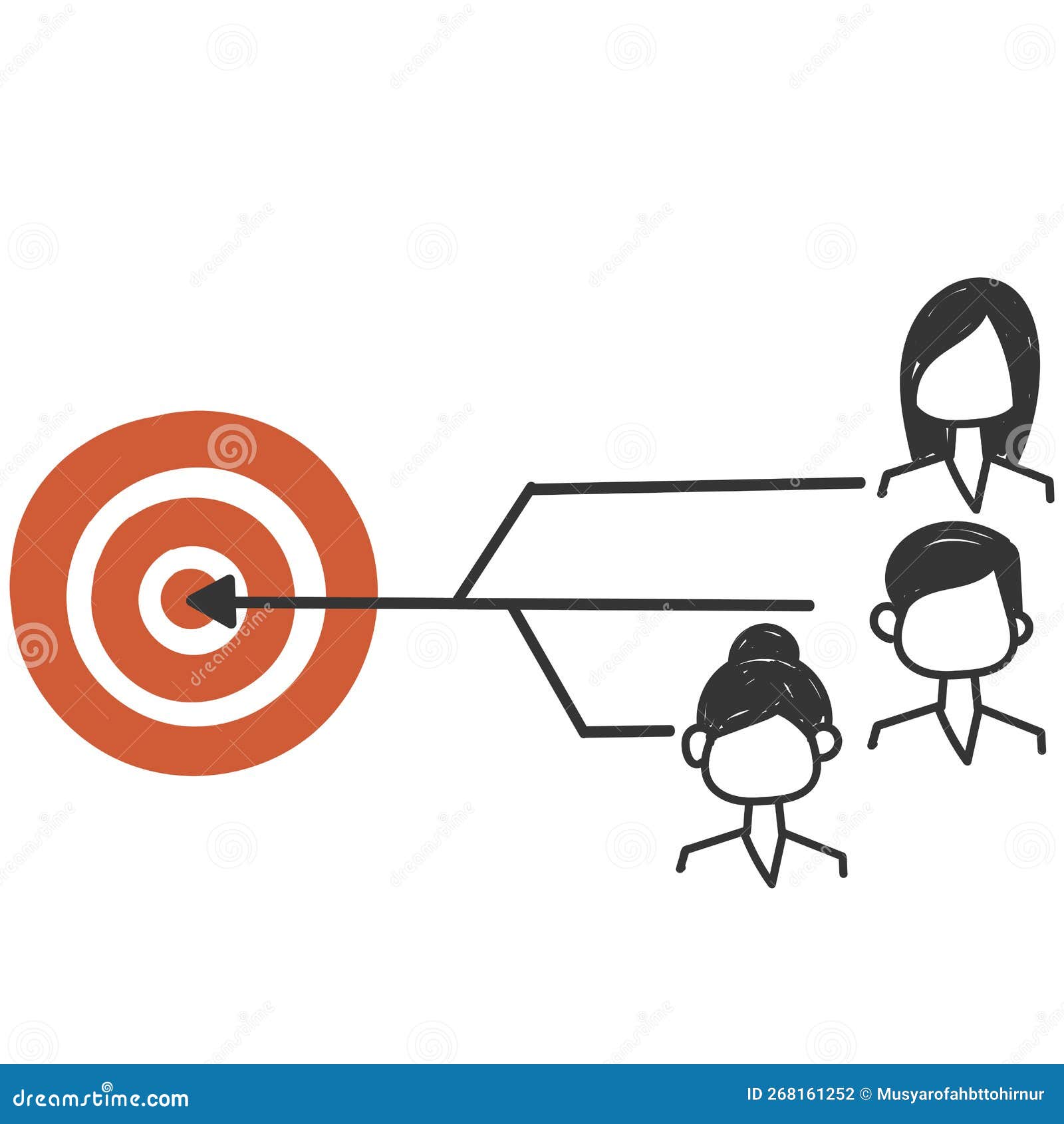 Hand Drawn Doodle Target Customer Concept Arrow Illustration Vector ...