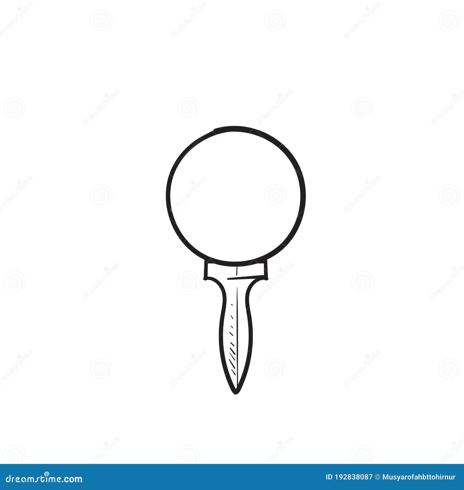 Hand Drawn Doodle Tee Golf and Ball Illustration Icon with Line Art ...