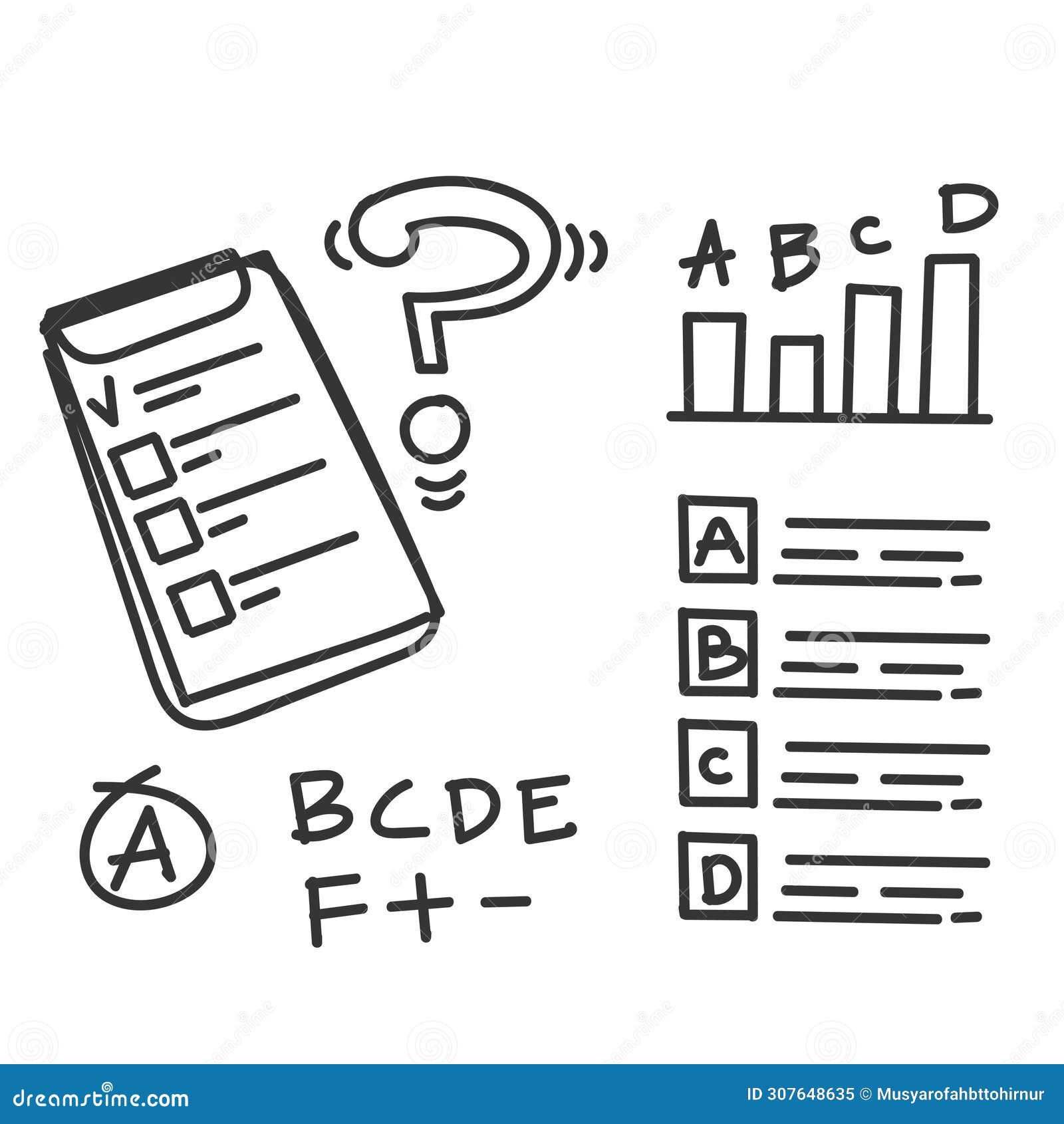 Hand Drawn Doodle Test Quiz Score Icon Related Stock Vector ...