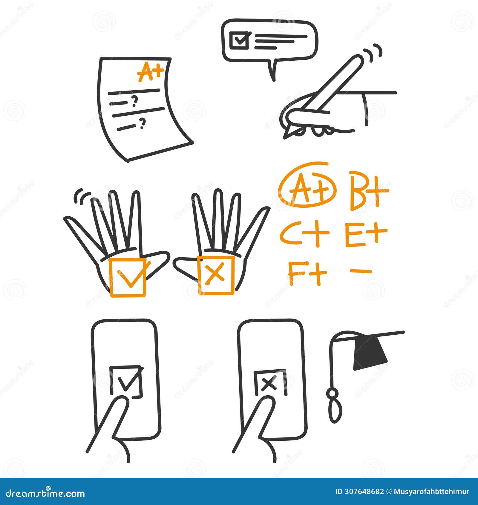 Hand Drawn Doodle Test Quiz Score Icon Related Stock Vector ...