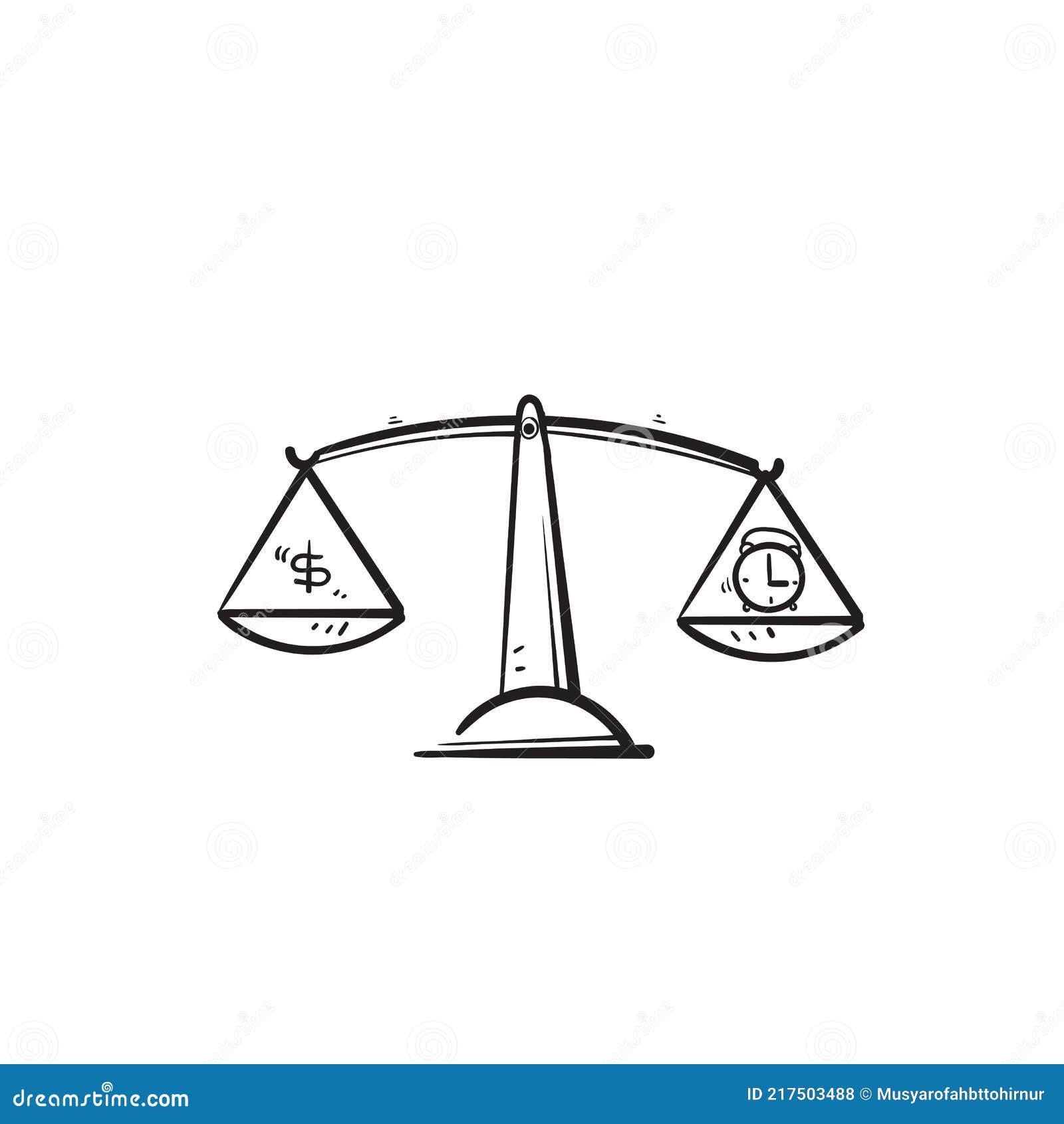 Hand Drawn Doodle Time Equal for Money Illustration Vector Isolated ...