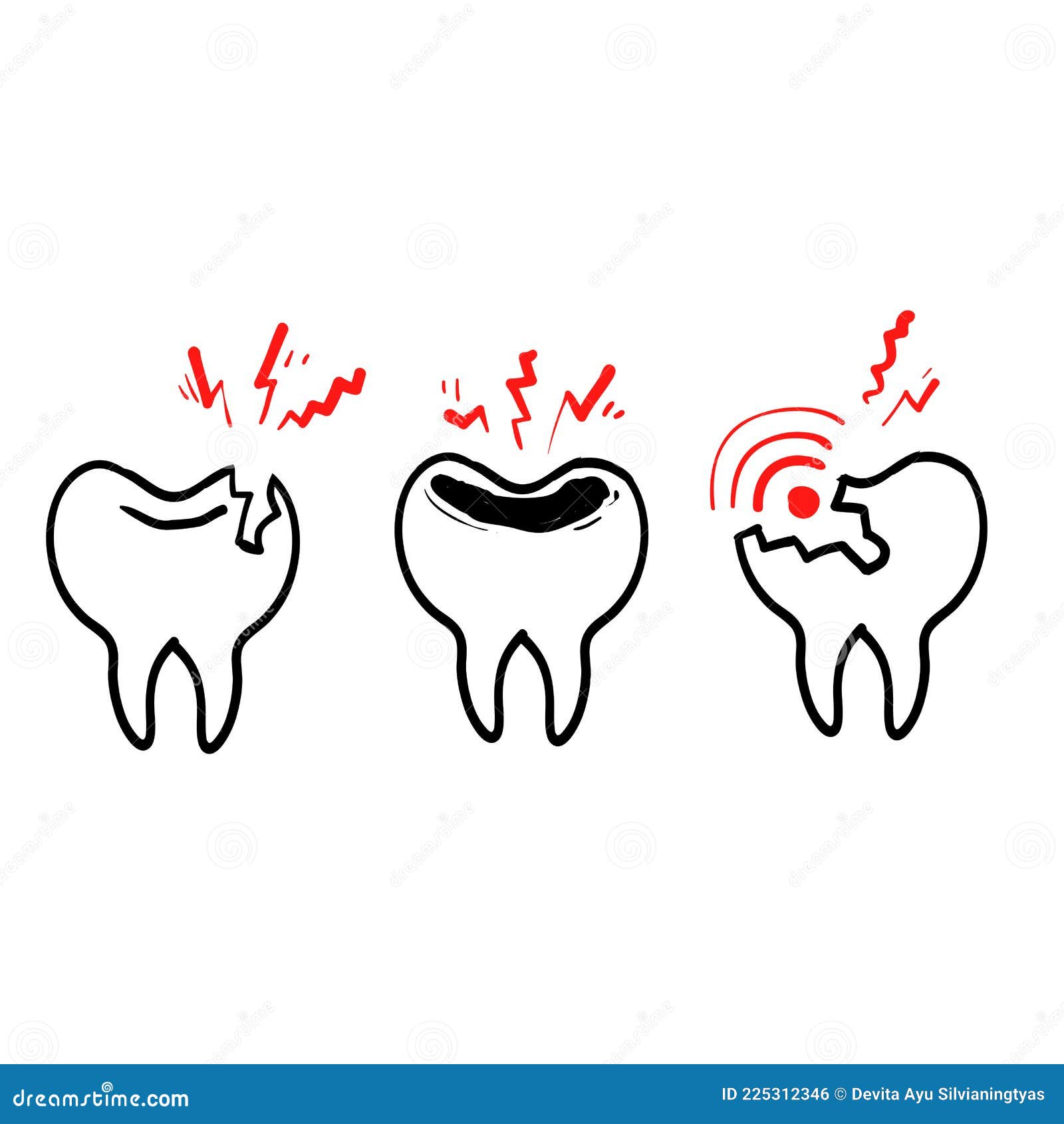 Hand Drawn Doodle Toothache Illustration Icon Isolated Stock Vector ...
