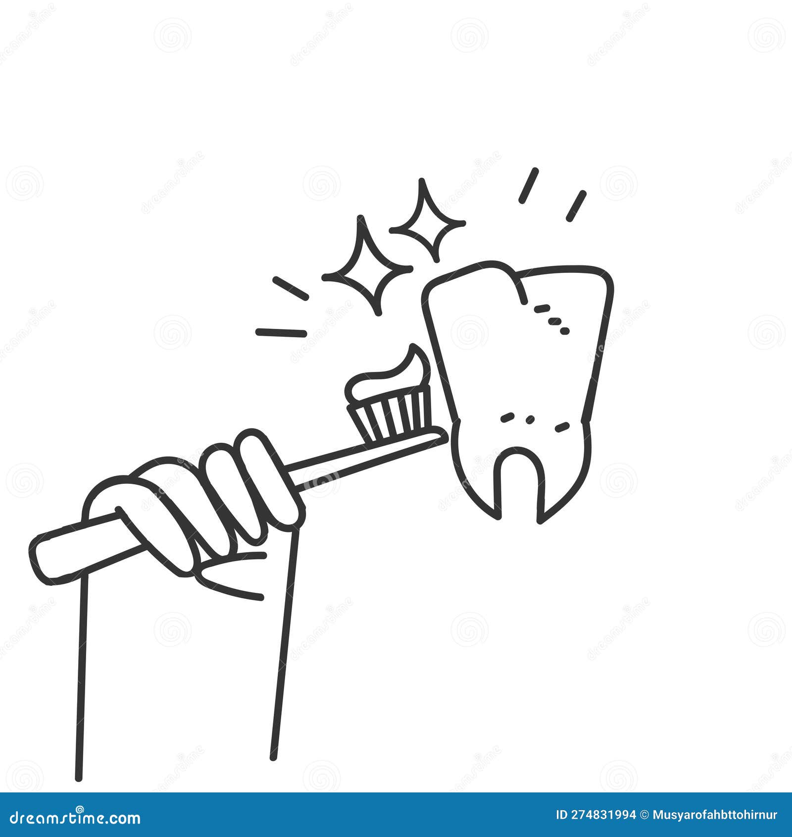 Hand Drawn Doodle Toothbrush with Toothpaste To Clean Tooth ...