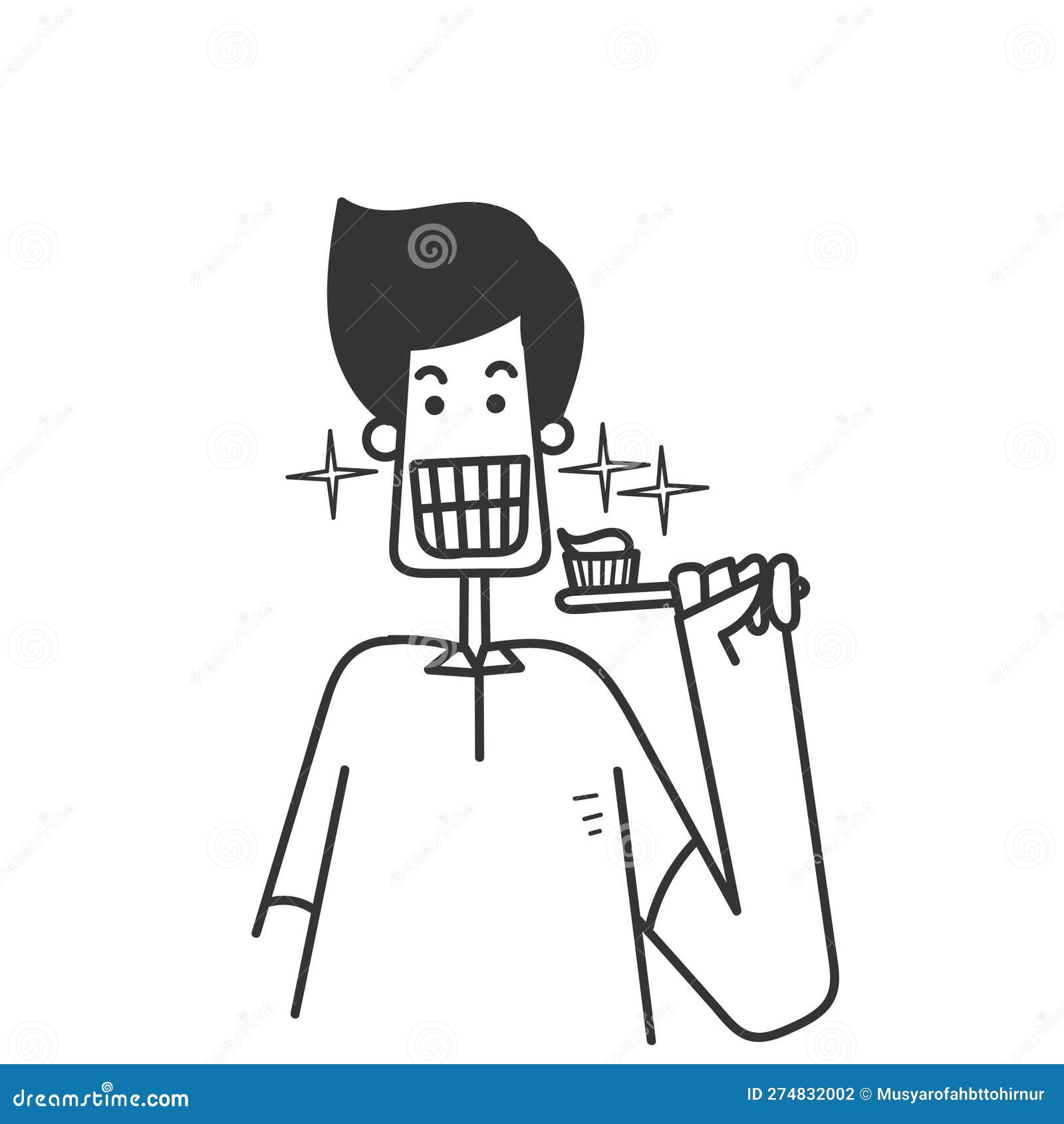 Hand Drawn Doodle Toothbrush with Toothpaste To Clean Tooth ...