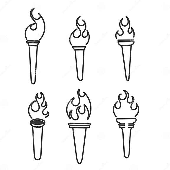 Hand Drawn Doodle Torch Icon Illustration Vector Stock Illustration ...