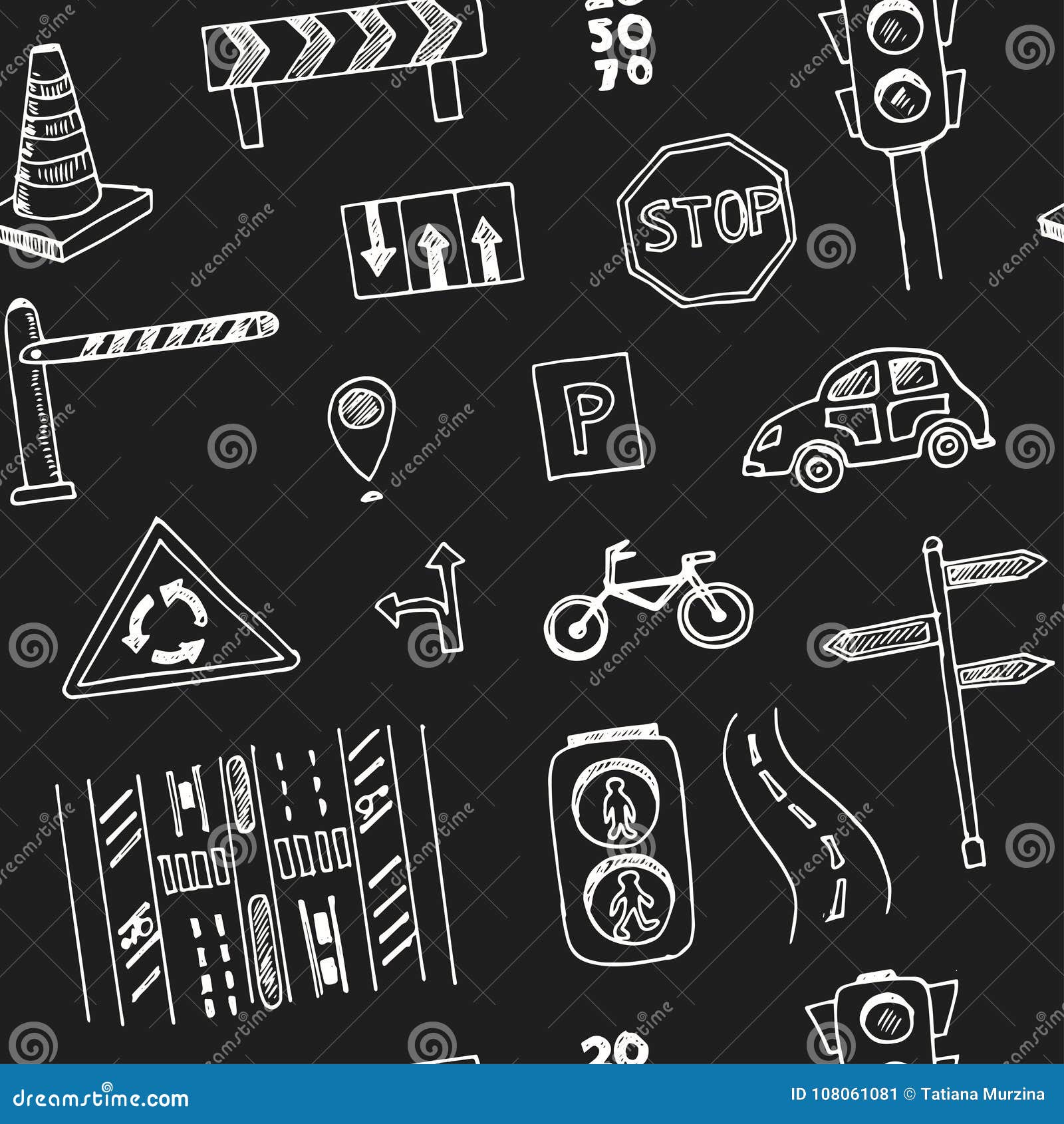 Hand Drawn Doodle Traffic Seamless Pattern Stock Vector - Illustration ... Hand Drawn Doodle Traffic Seamless Pattern Stock Vector - Illustration ...