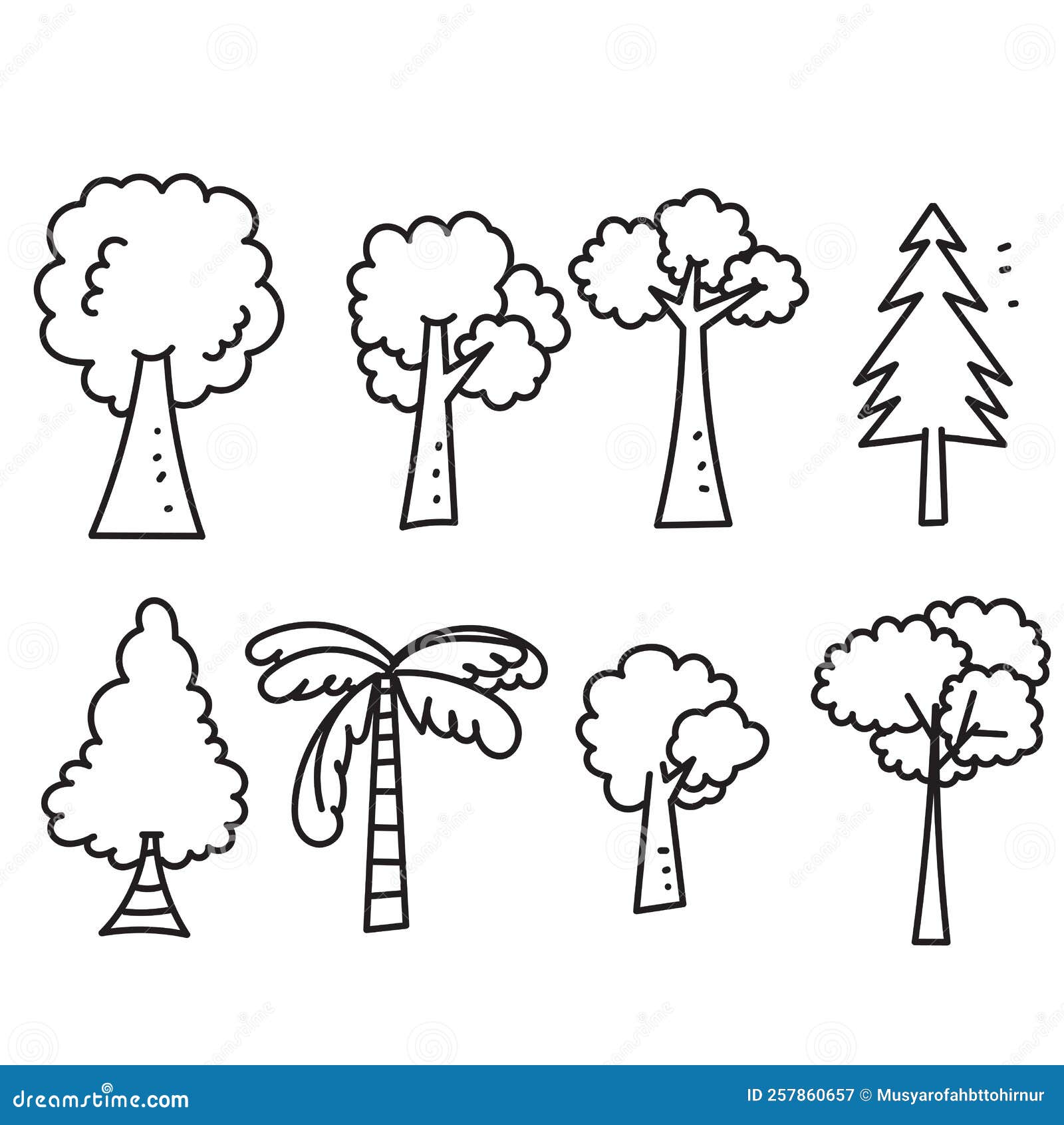 Hand Drawn Doodle Trees Collection Illustration Vector Stock Vector ...