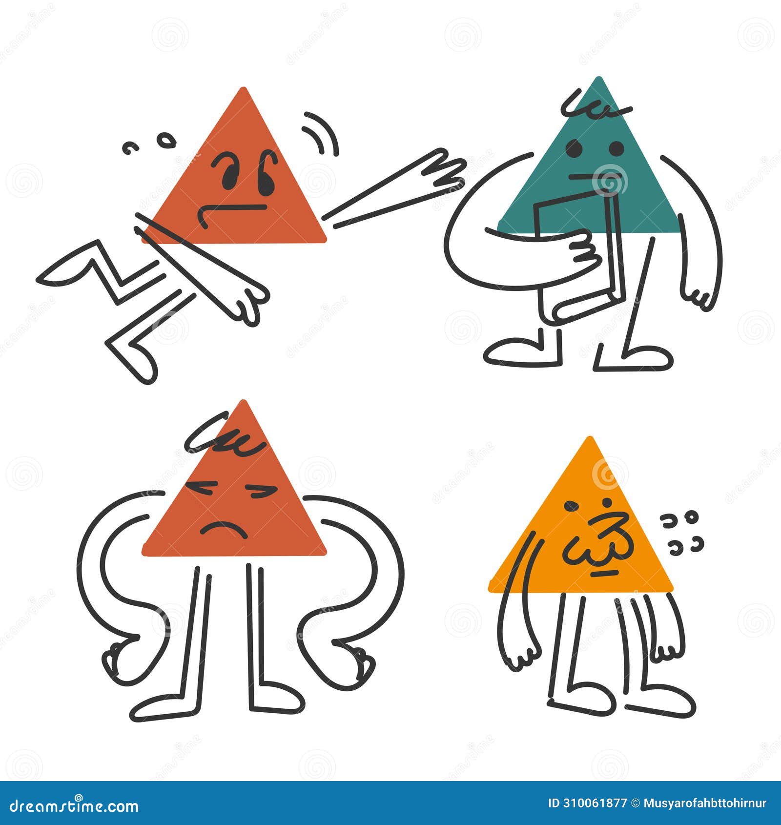 Hand Drawn Doodle Triangle Shape Character Gesture Collection ...