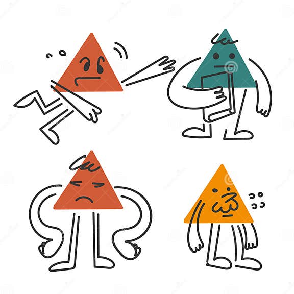 Hand Drawn Doodle Triangle Shape Character Gesture Collection ...
