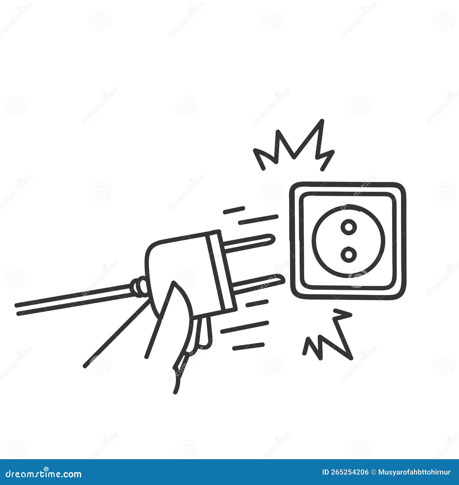 Hand Drawn Doodle Unplug the Power Plug Illustration Vector Stock ...