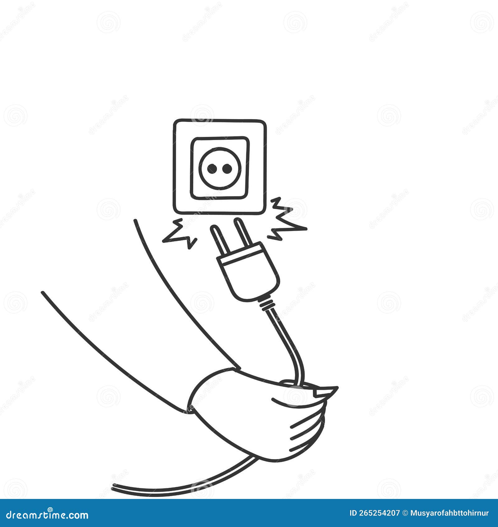 Hand Drawn Doodle Unplug the Power Plug Illustration Vector Stock ...