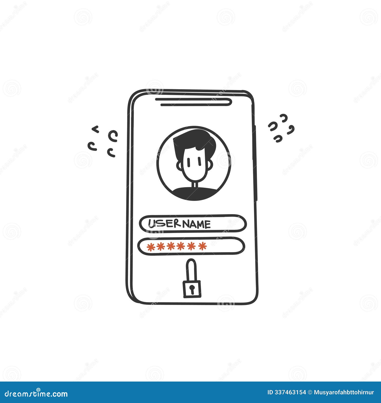 Hand Drawn Doodle User Name Pasword Bar Form Authentication Bar ...