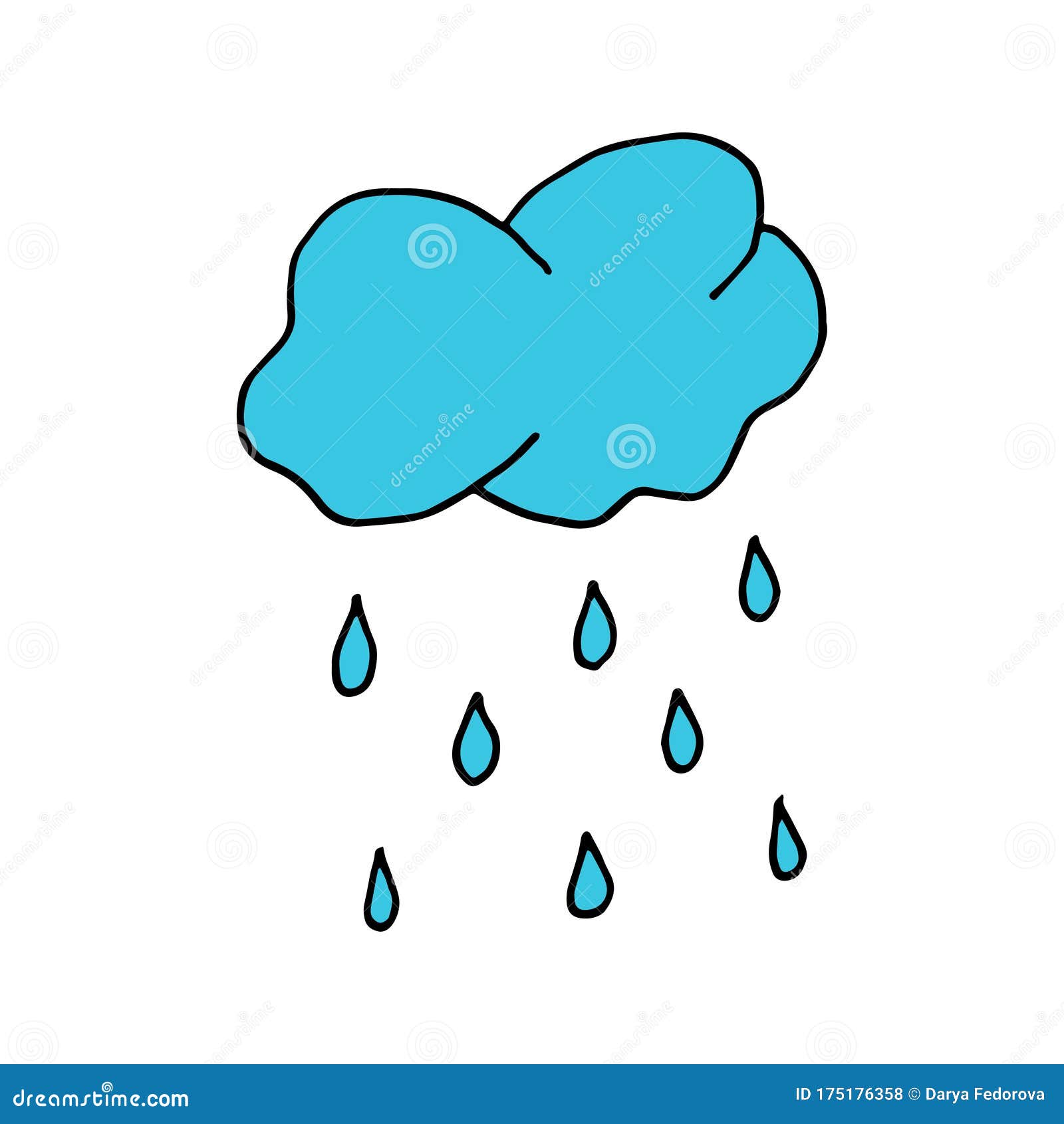 Hand Drawn Doodle Vector Cartoon Cloud with Rain Drops Stock ...