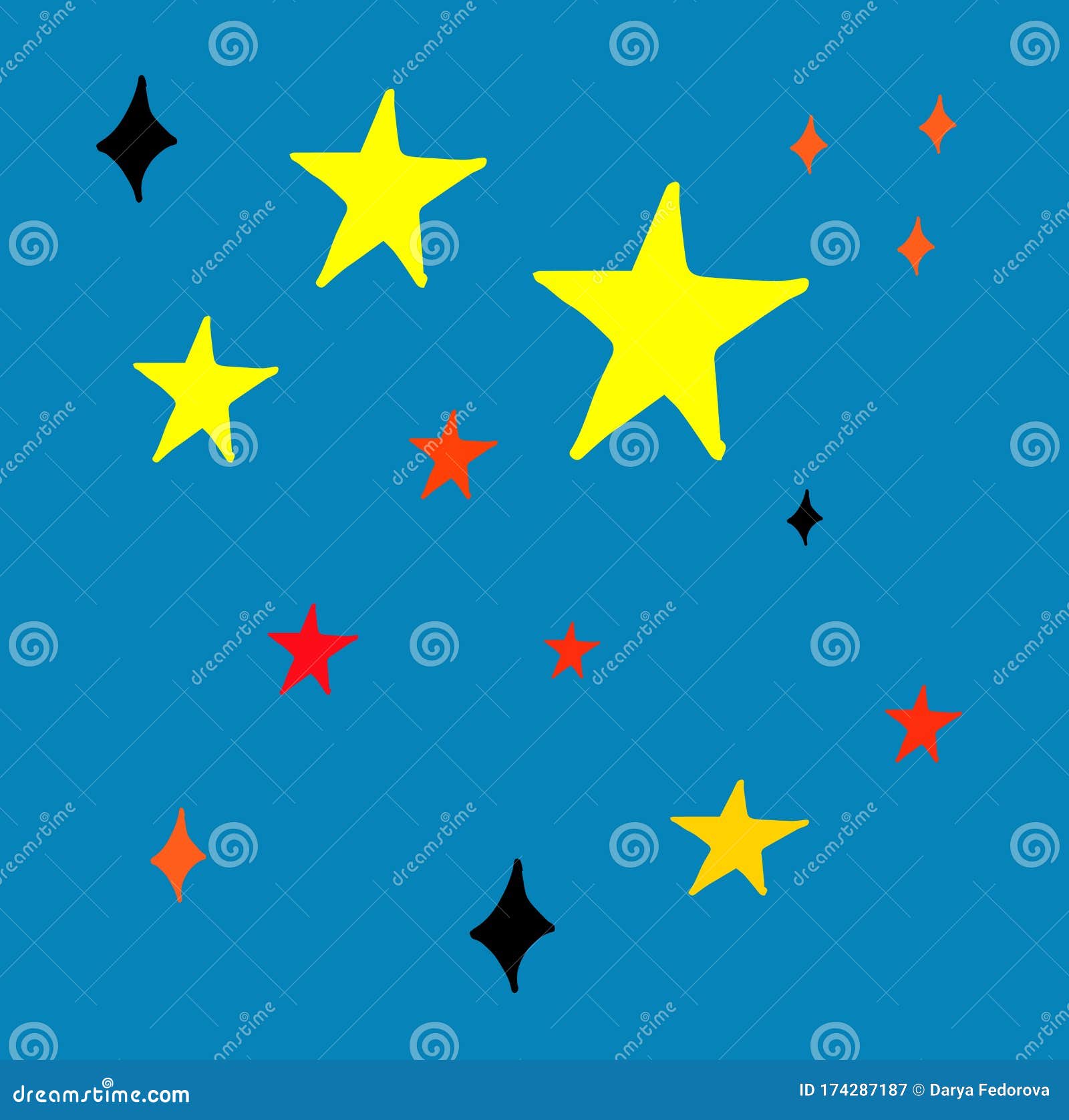 Hand Drawn Doodle Vector Cartoon Star Pattern Stock Illustration ...