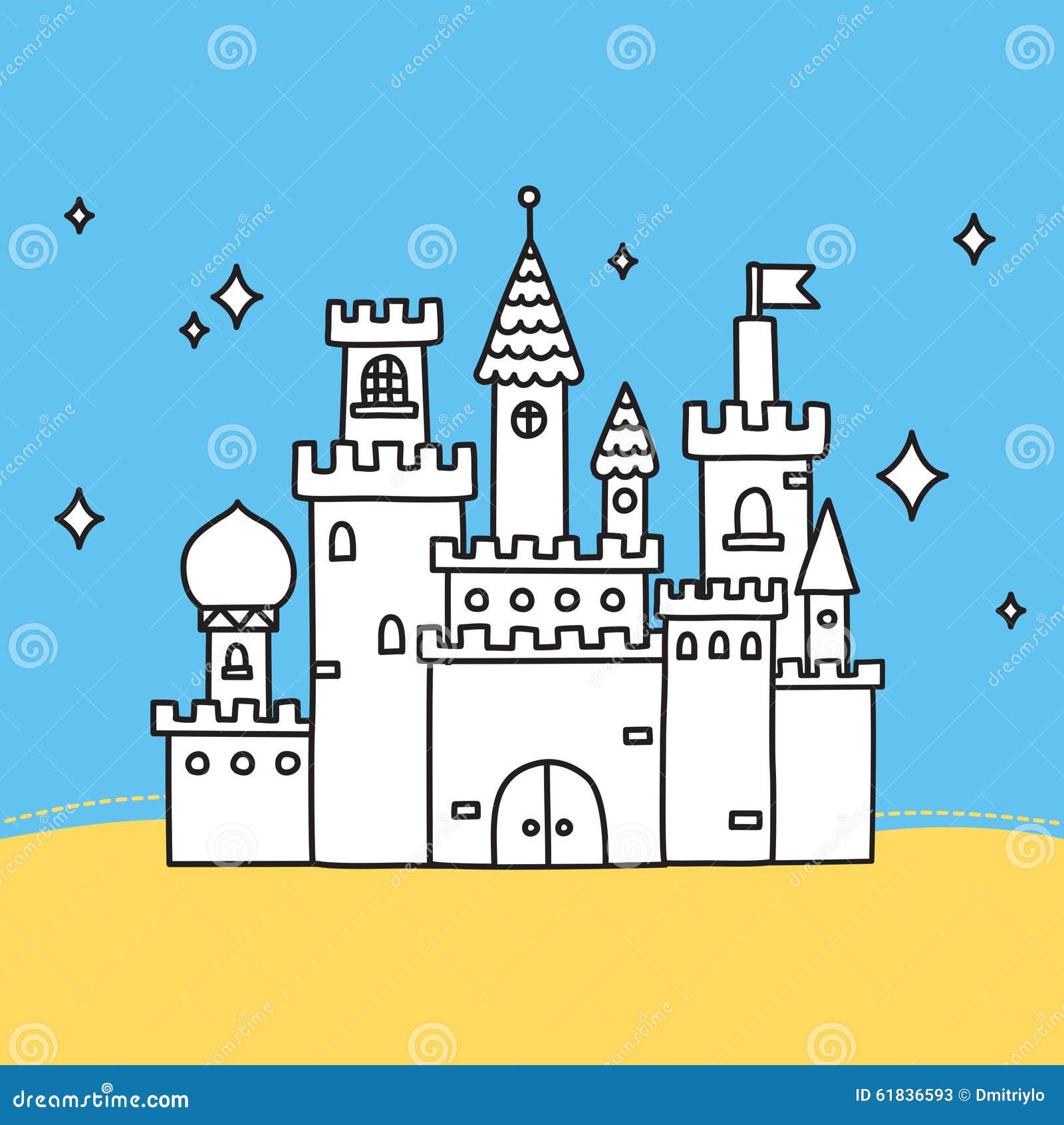 Hand Drawn Doodle Vector Castle Stock Vector - Illustration of children ...