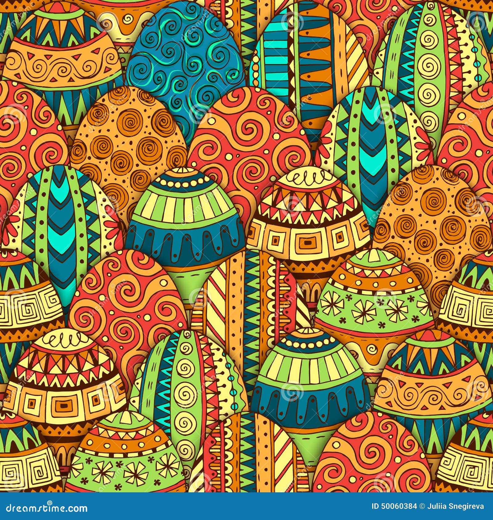 Hand-drawn Doodle Vector Easter Seamless Pattern. Stock Vector ...