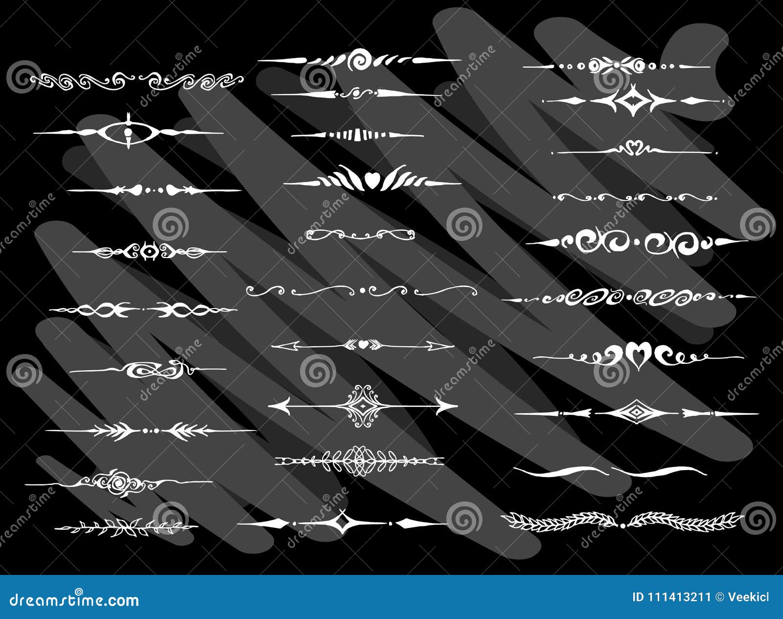 Hand Drawn Doodle Vector Line Divider Icon Set on Chalkboard Eps10 ...