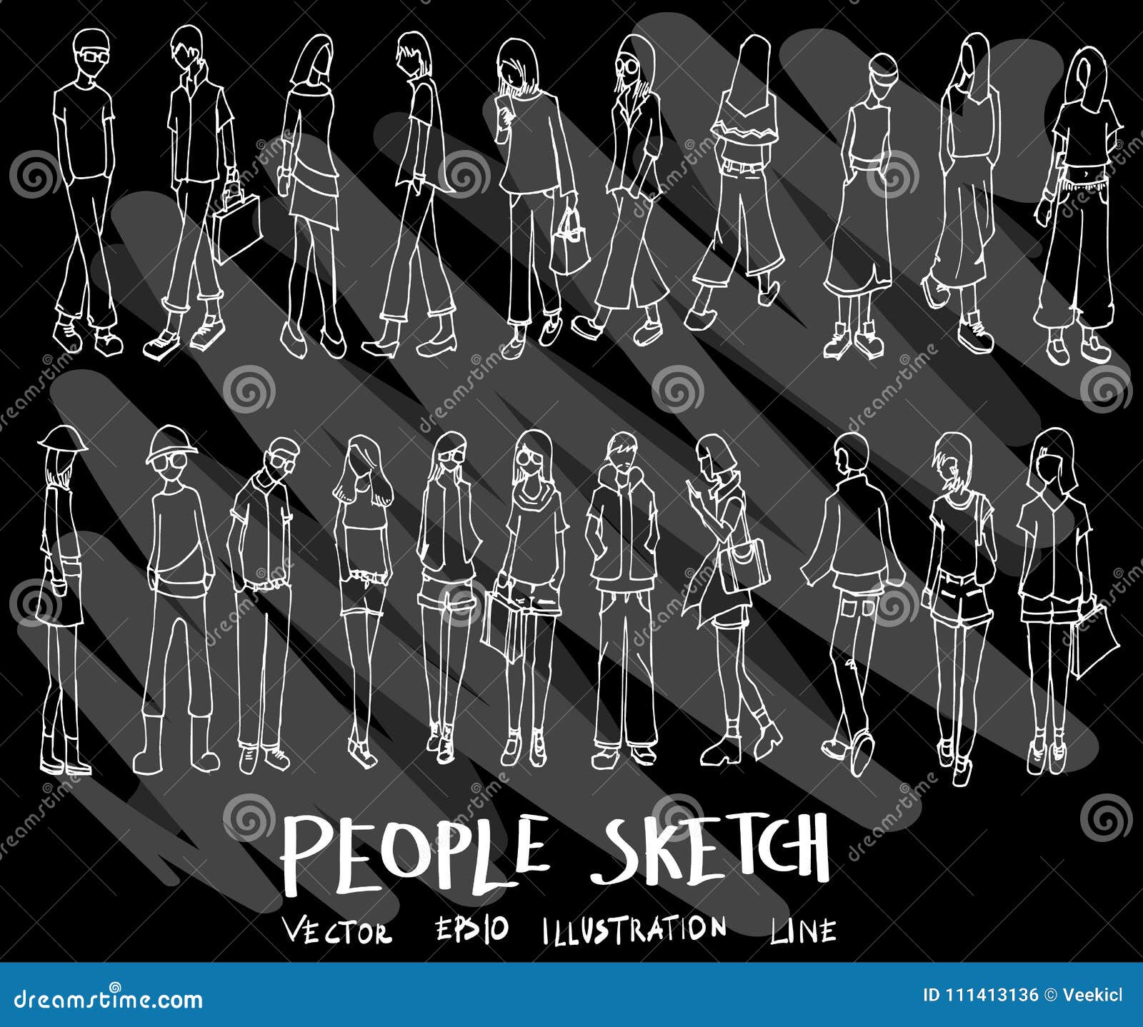Hand Drawn Doodle Vector Line Human People Icon Set on Chalkboard Eps10 ...
