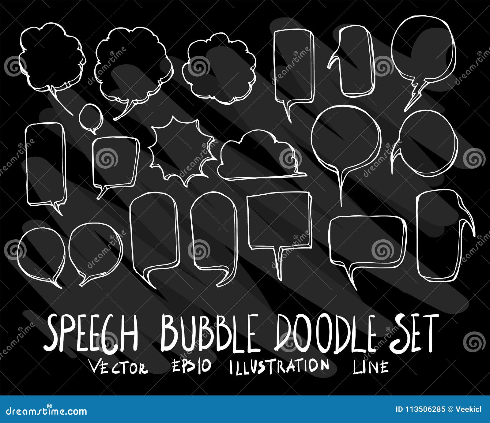 Hand Drawn Doodle Vector Line Speech Bubble Element Icon Set on Stock ...