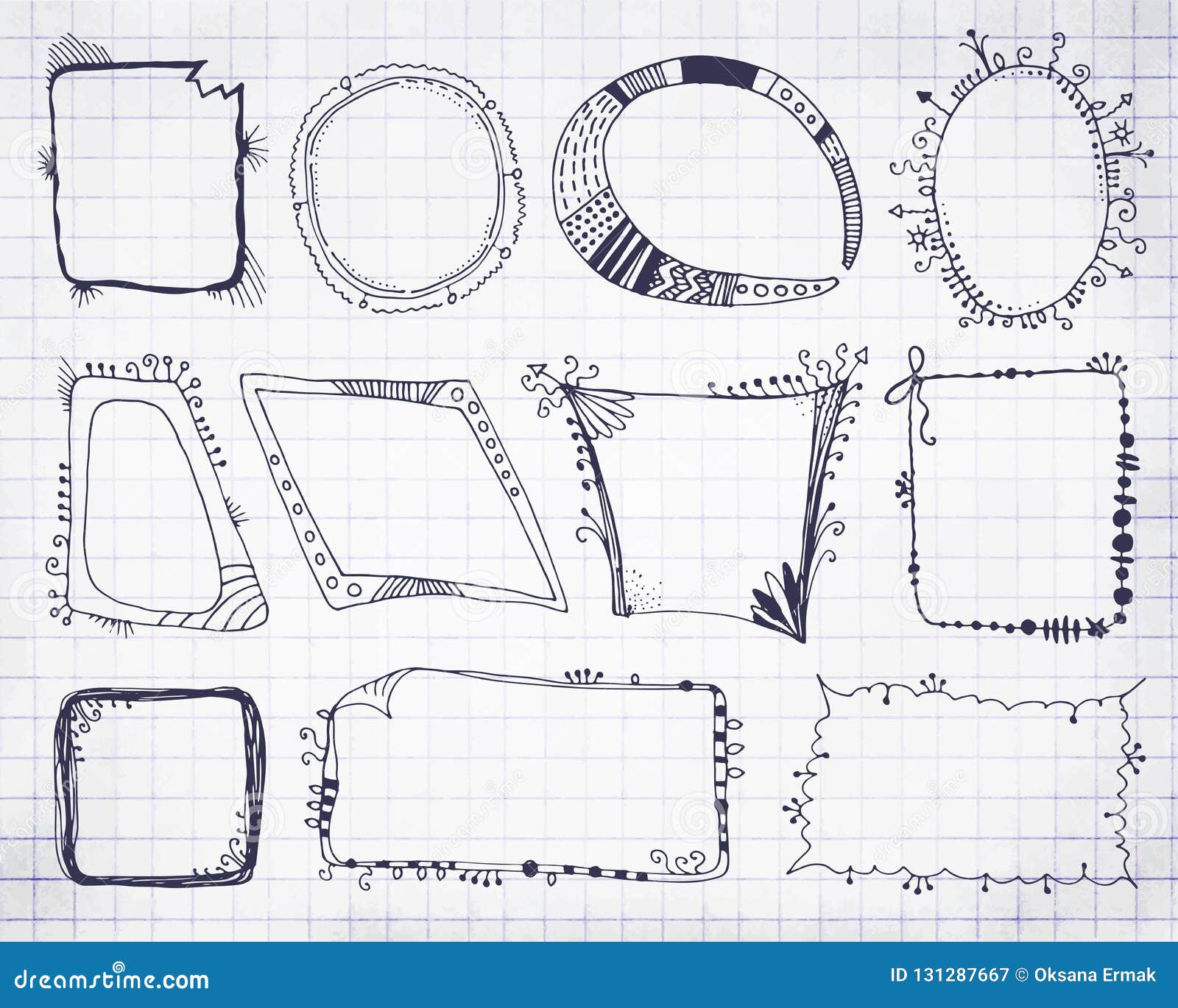 Hand Drawn or Doodle Vector Rectangle and Circle Frames Stock Vector ...