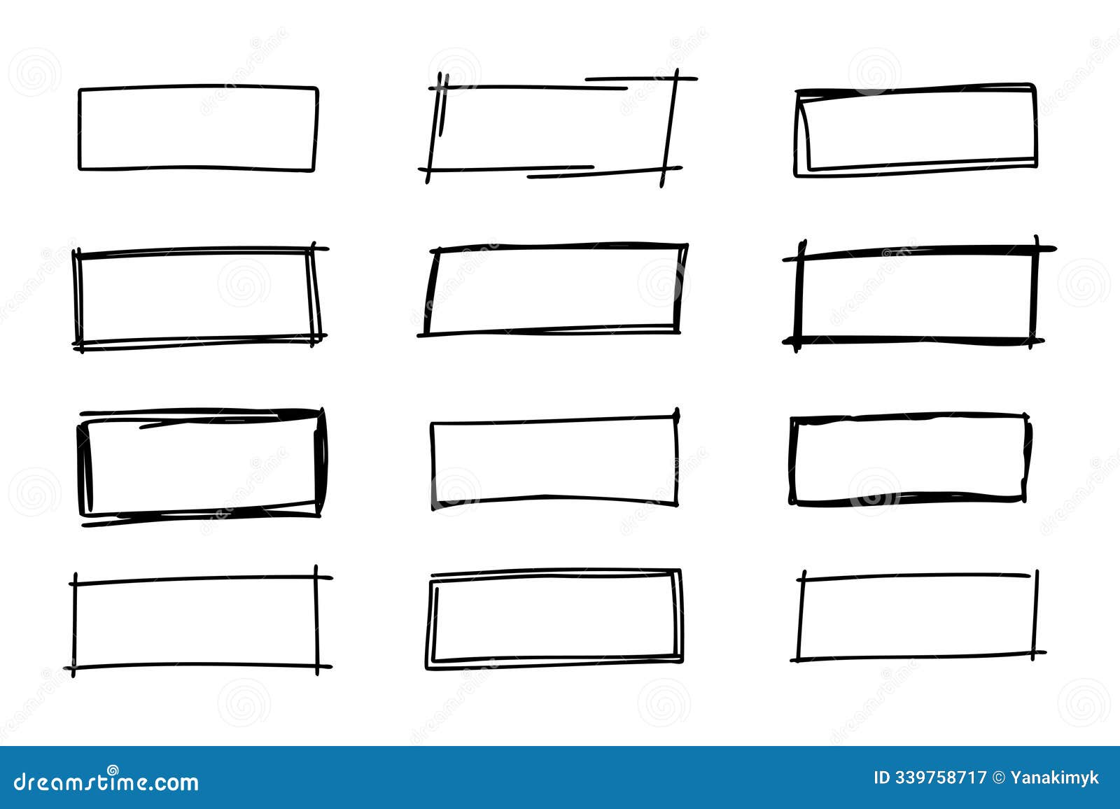 Hand Drawn Doodle Vector Rectangle Frames. Grungy Scribble Rectangle ...