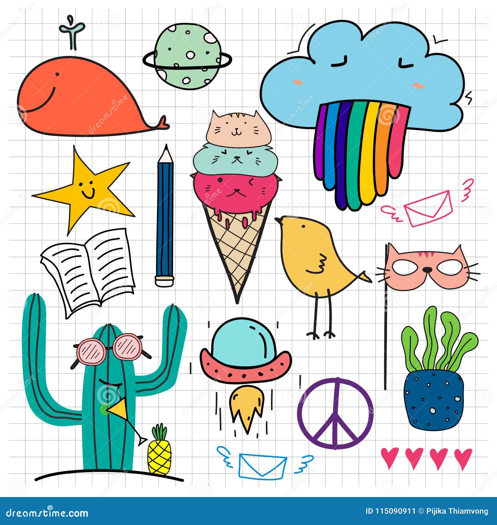 Hand Drawn Doodle Vector Set. Doodle Funny Set Stock Vector ...