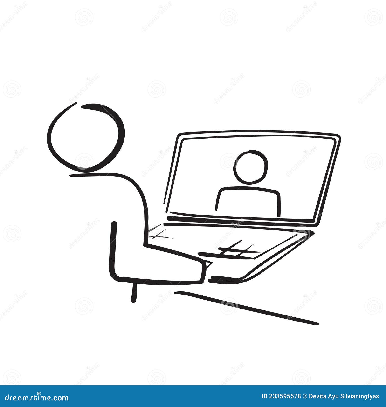 Hand Drawn Doodle Video Call Illustration Icon Vector Isolated Stock ...