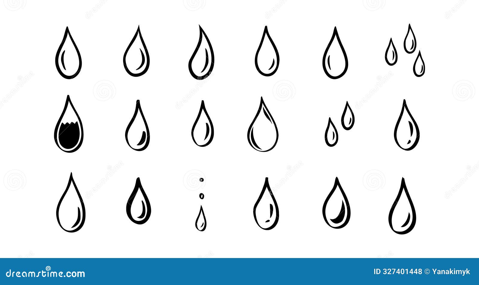 Hand Drawn Doodle Water Drop. Water Drops Icons Stock Vector ...
