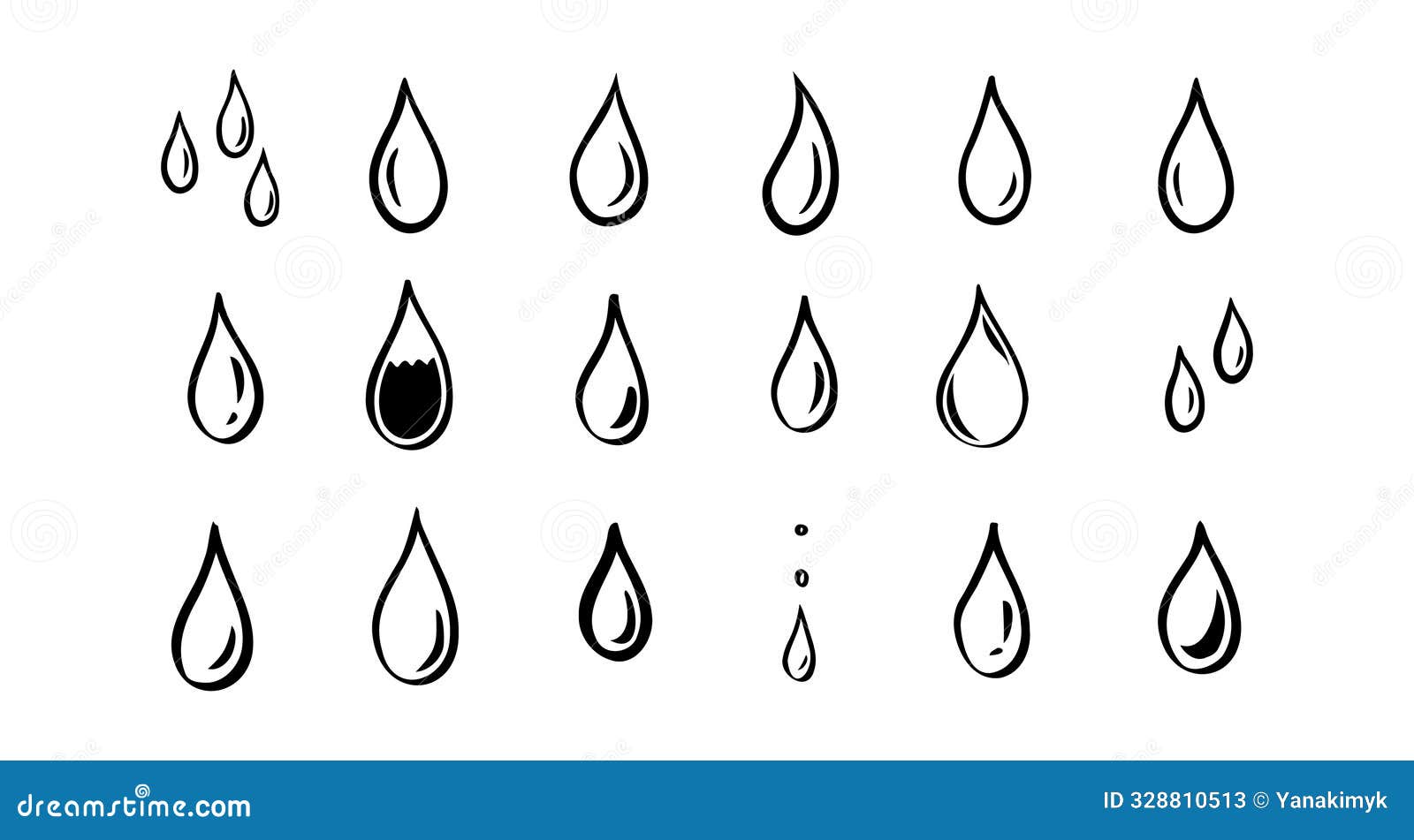 Hand Drawn Doodle Water Drop. Water Drops Icons Stock Illustration ...