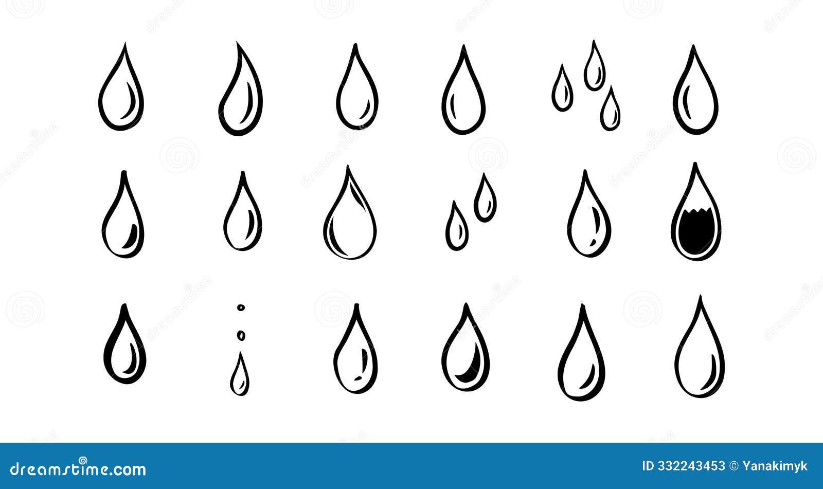 Hand Drawn Doodle Water Drop. Water Drops Icons Stock Illustration ...