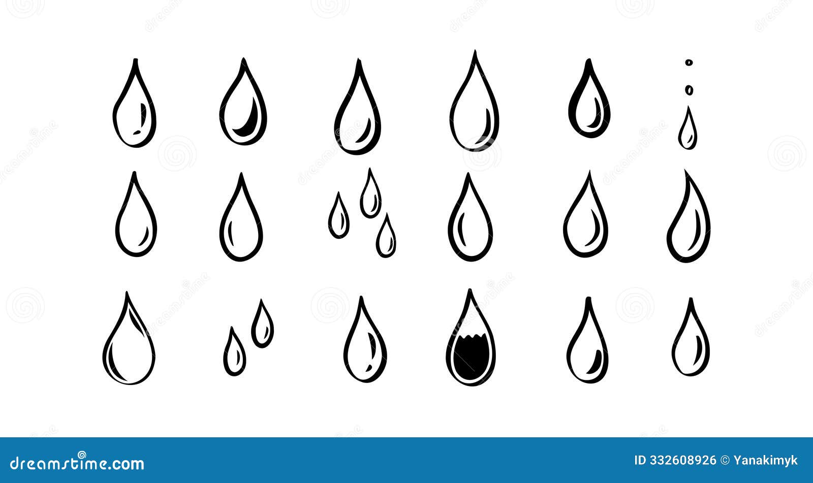 Hand Drawn Doodle Water Drop. Water Drops Icons Stock Illustration ...
