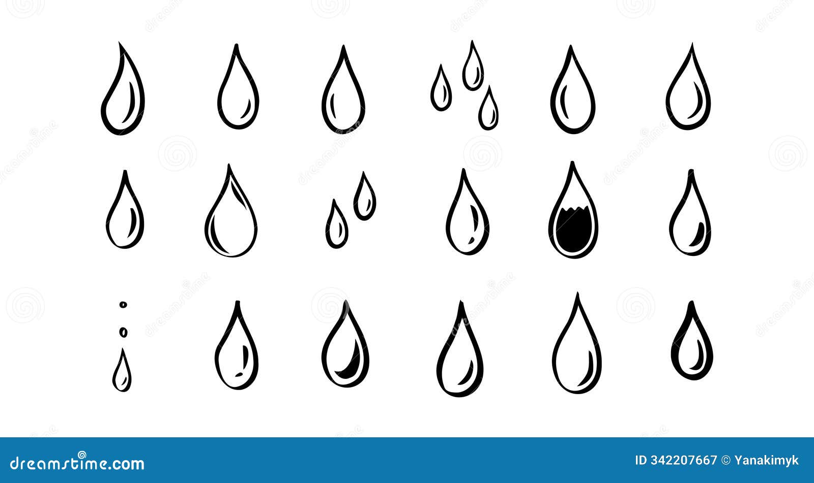 Hand Drawn Doodle Water Drop. Water Drops Icons Stock Illustration ...