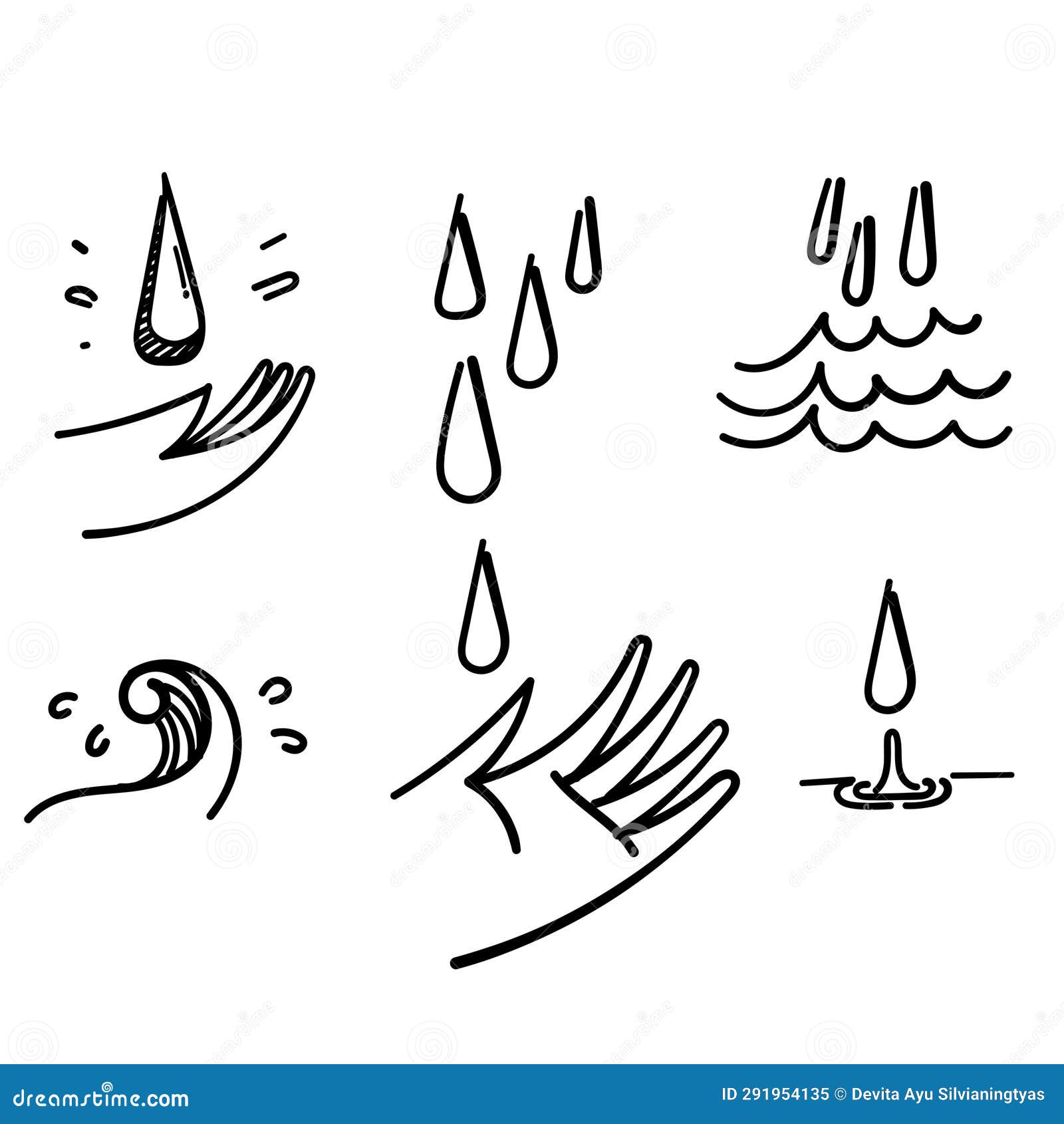 Hand Drawn Doodle Water Related Illustration Vector Stock Illustration ...