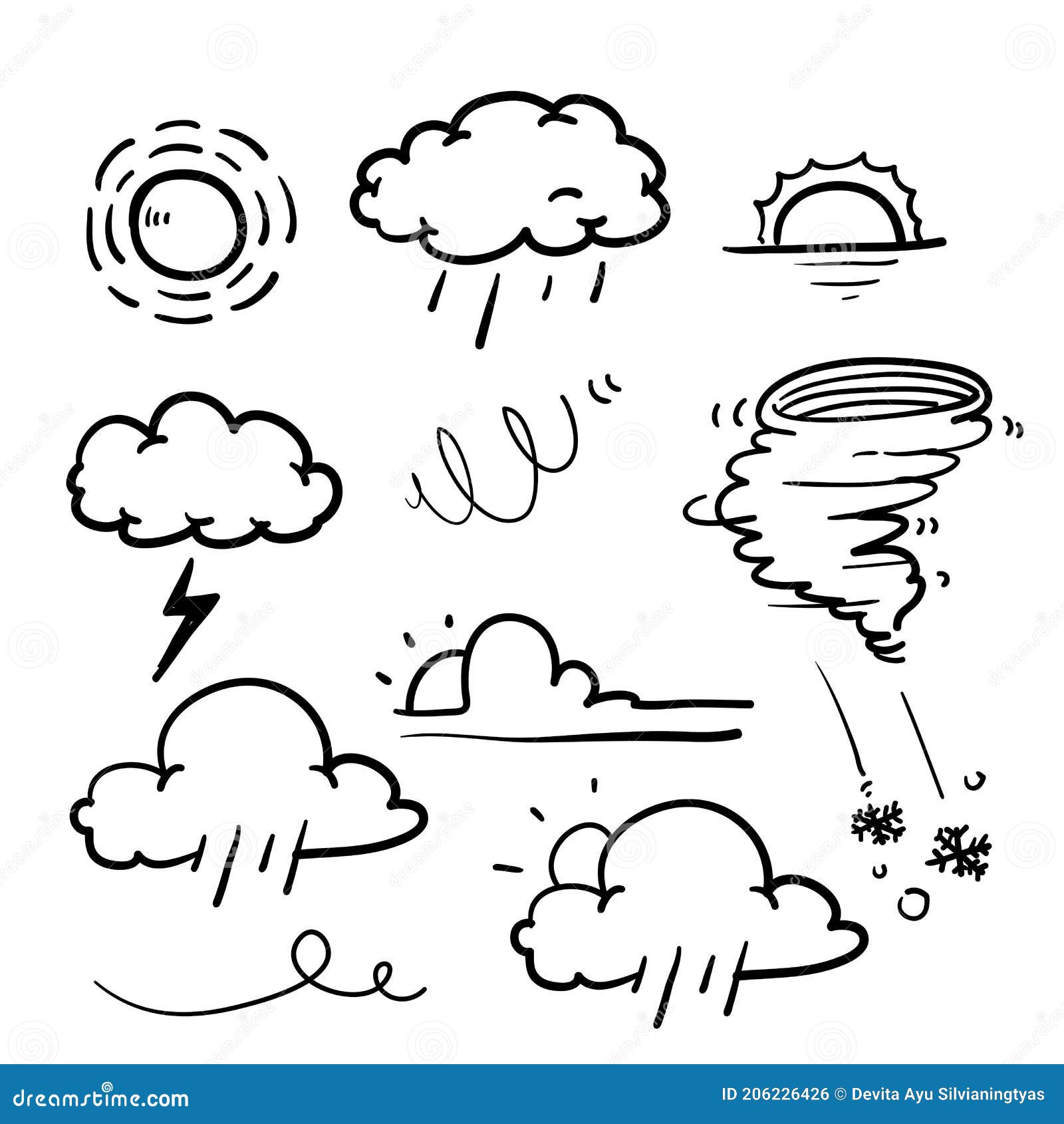 Hand Drawn Doodle Weather Icon Illustration Vector Isolated Stock ...