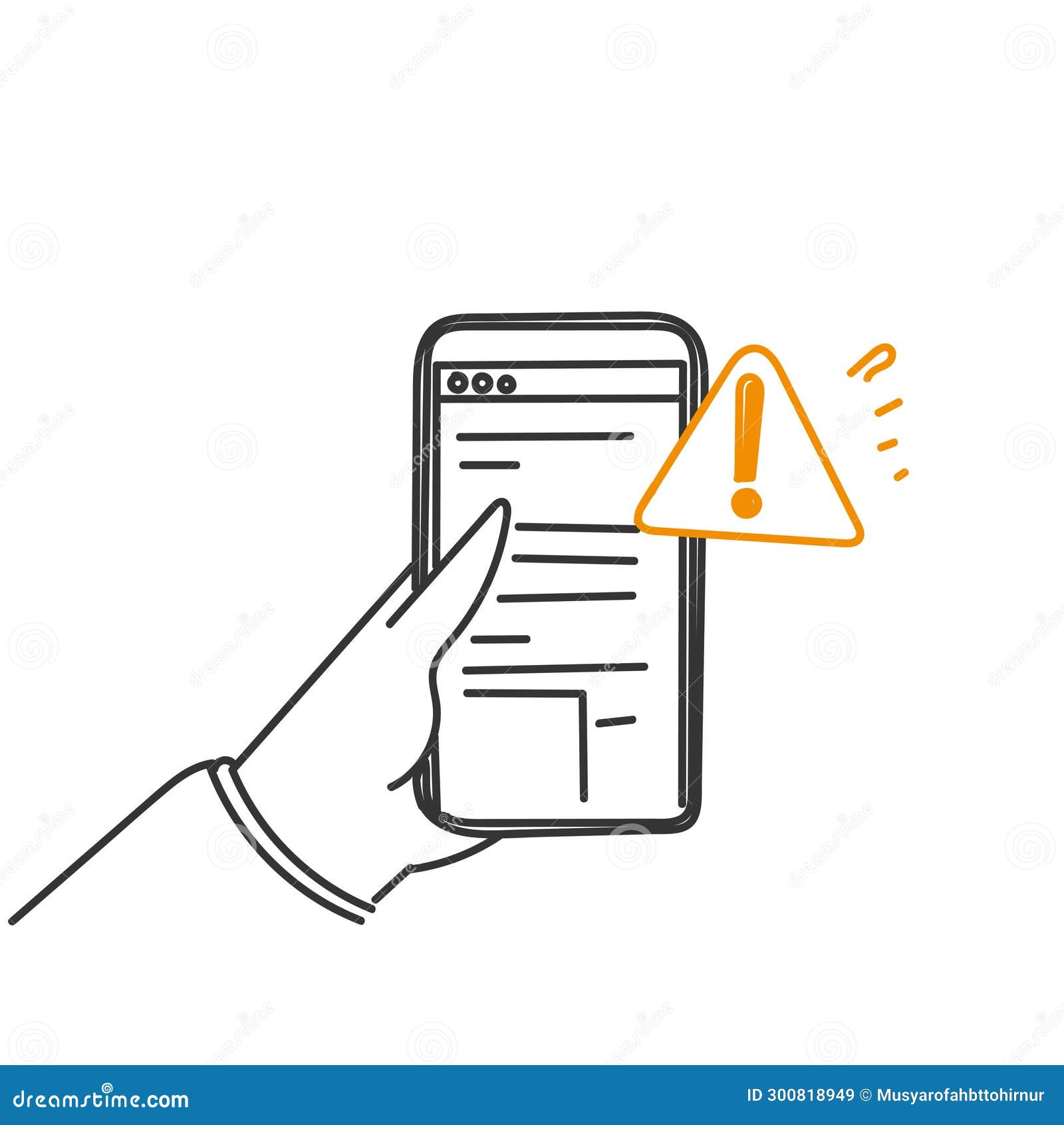 Hand Drawn Doodle Website Testing, Warning Error on Device Stock Vector ...